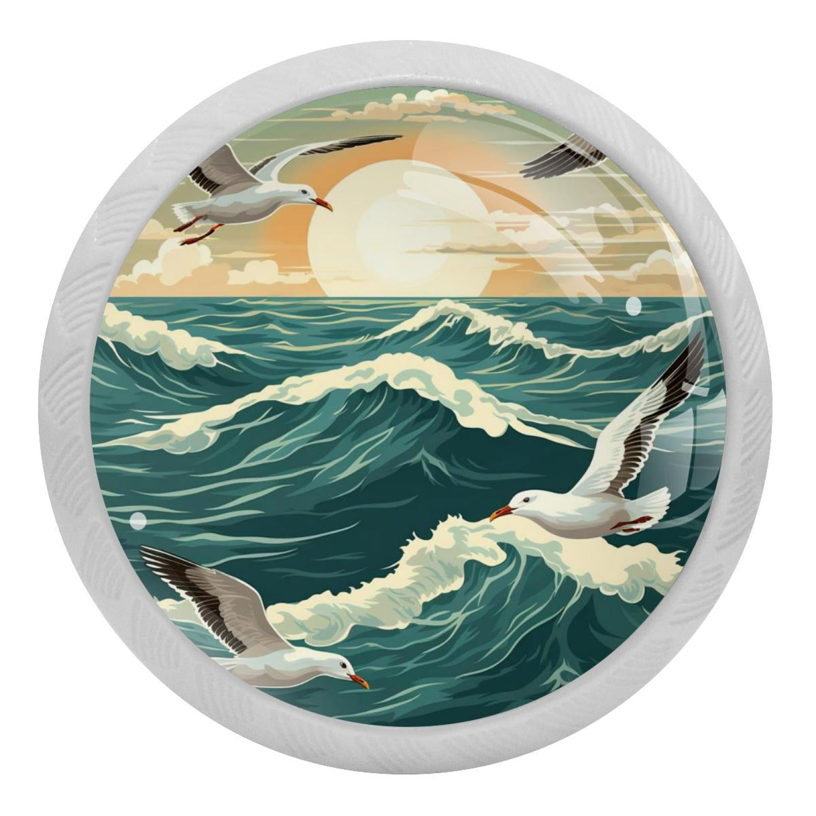 Seagull Pattern 4PCS Cabinet Knobs Pulls Fluorescent Drawer Handle ...