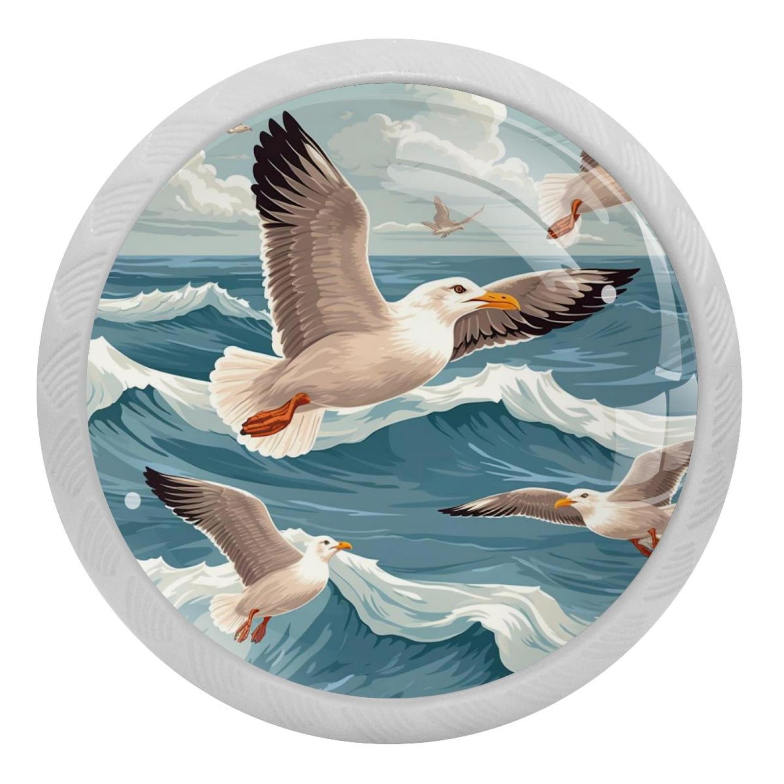 Seagull Pattern 4PCS Cabinet Knobs Pulls Fluorescent Drawer Handle ...