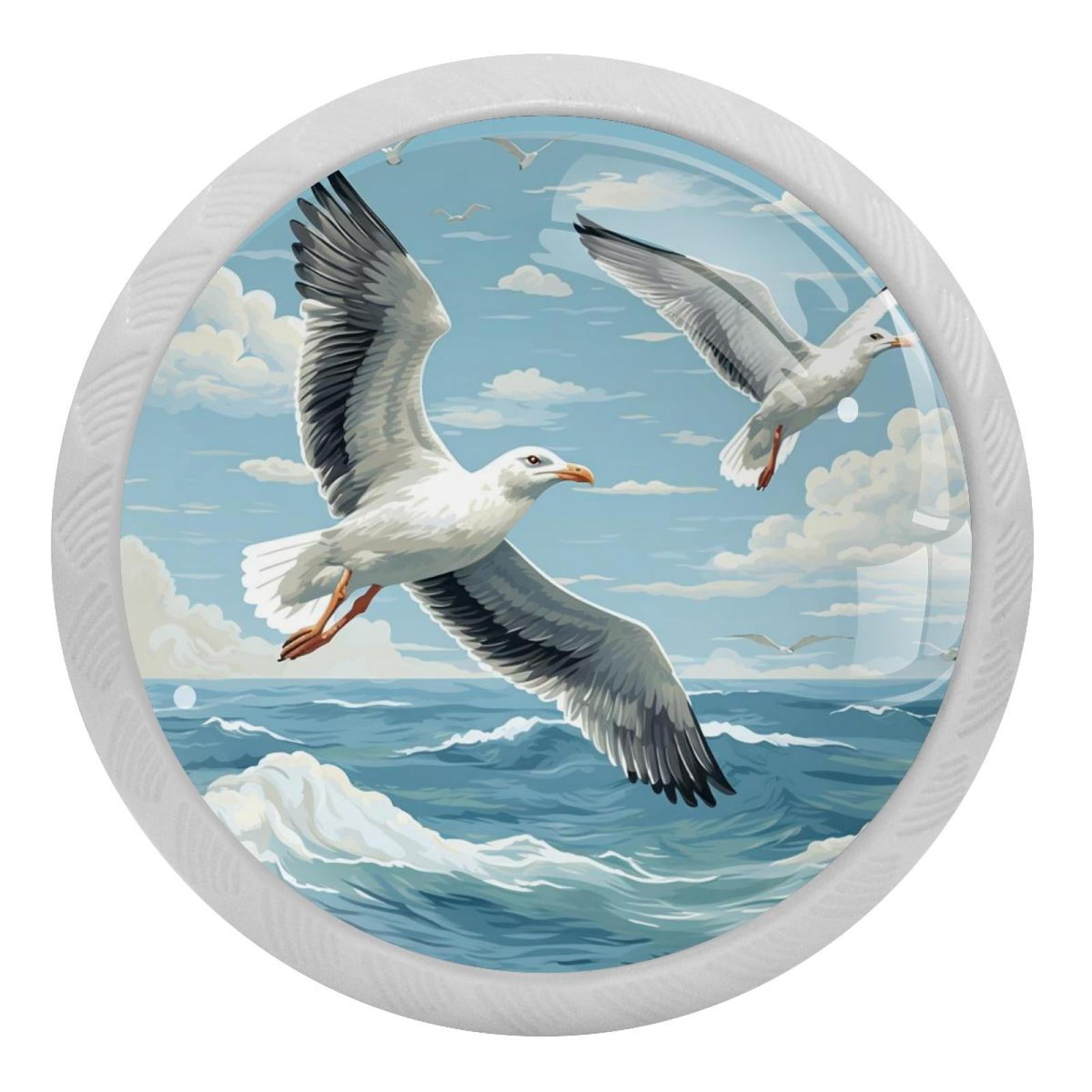 Seagull Pattern 4PCS Cabinet Knobs Pulls Fluorescent Drawer Handle ...