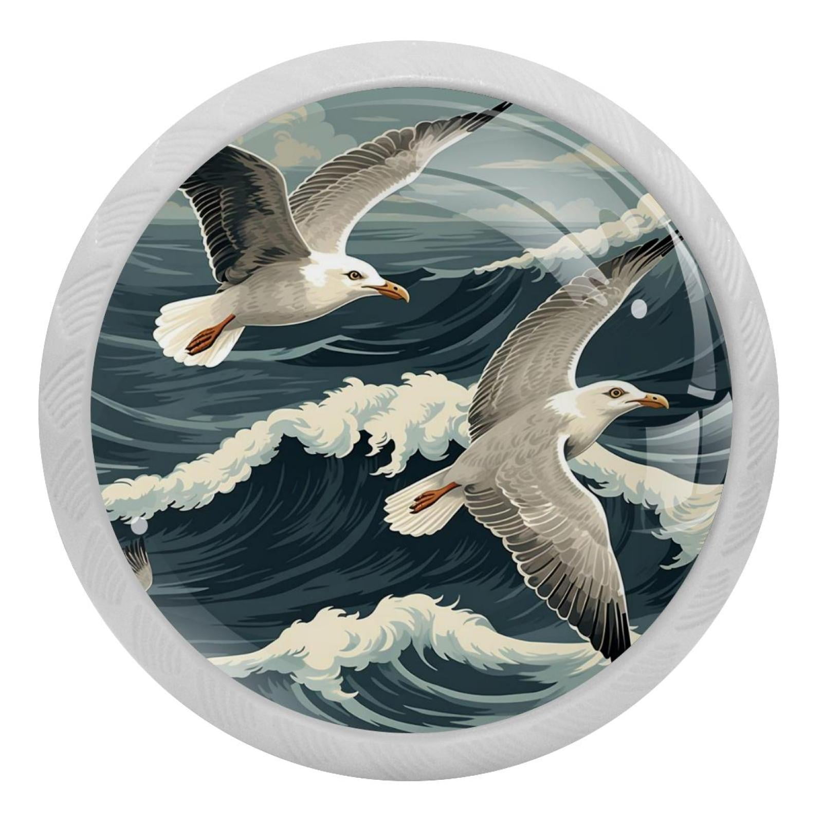 Seagull Pattern 4PCS Cabinet Knobs Pulls Fluorescent Drawer Handle ...