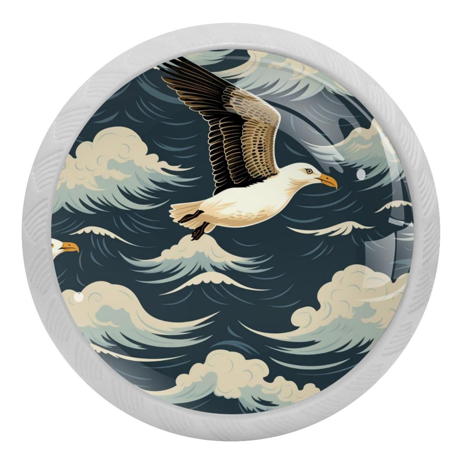 Seagull Pattern 4PCS Cabinet Knobs Pulls Fluorescent Drawer Handle ...