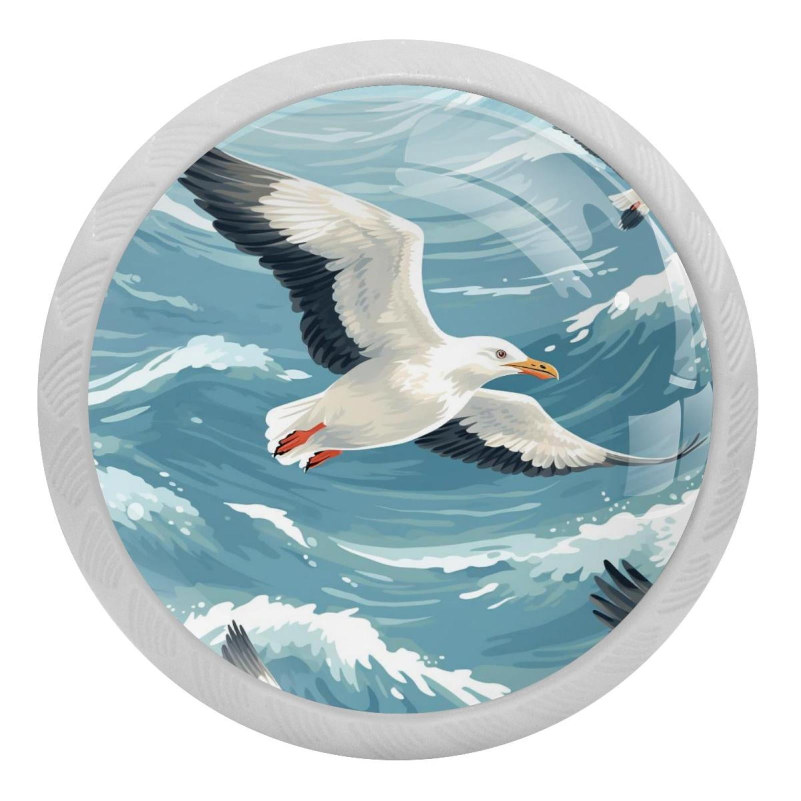 Seagull Pattern 4PCS Cabinet Knobs Pulls Fluorescent Drawer Handle ...