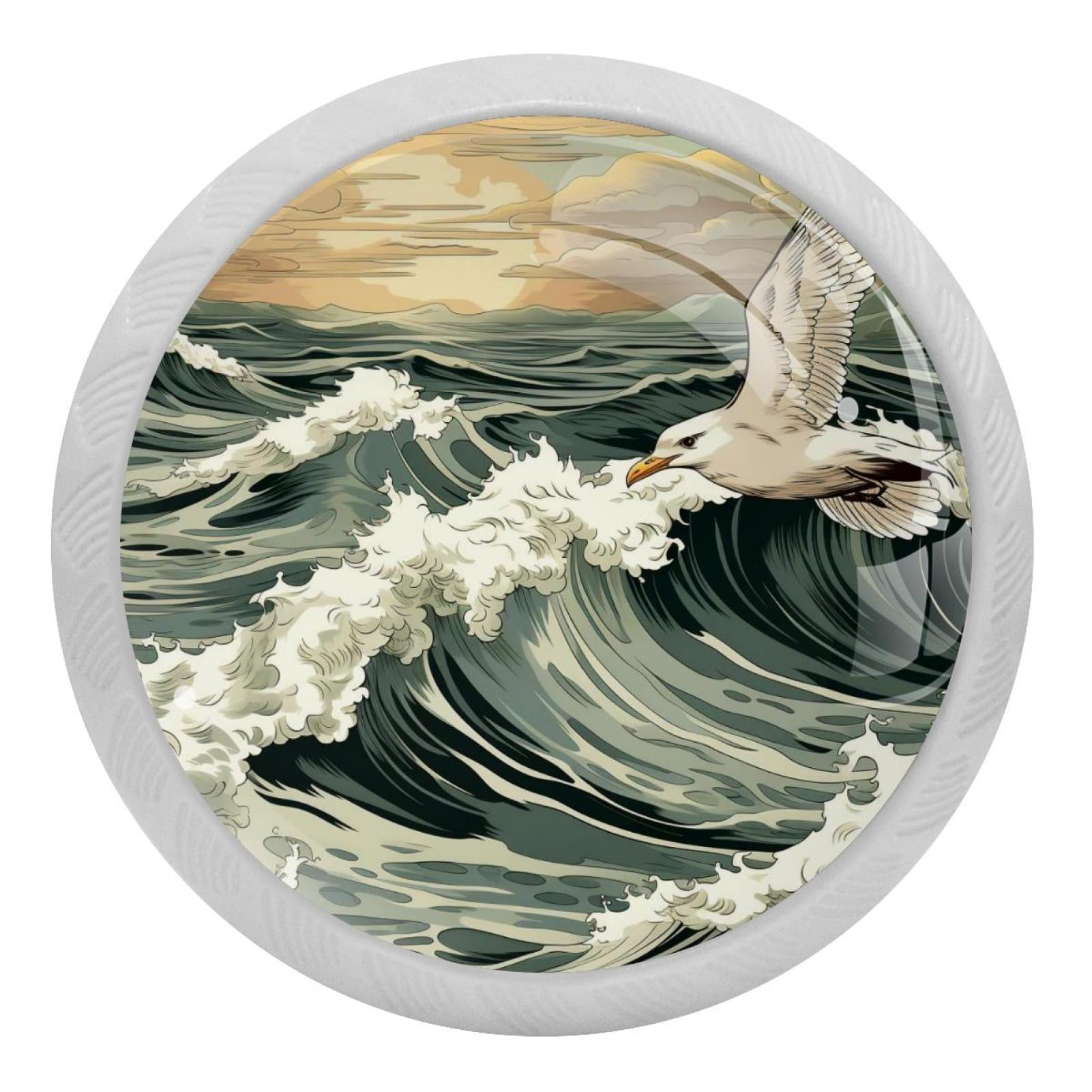 Seagull Pattern 4PCS Cabinet Knobs Pulls Fluorescent Drawer Handle ...