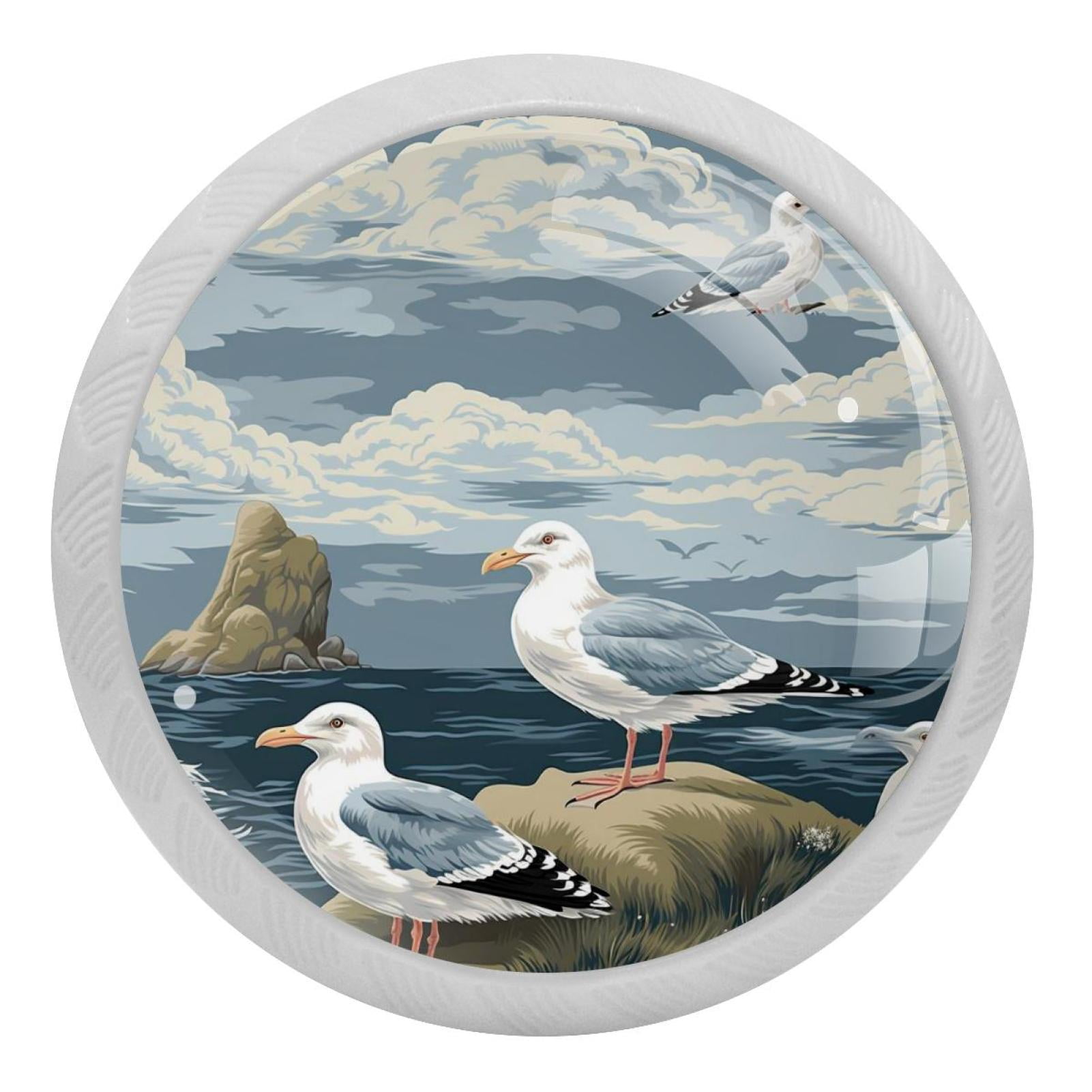 Seagull Pattern 4PCS Cabinet Knobs Pulls Fluorescent Drawer Handle ...
