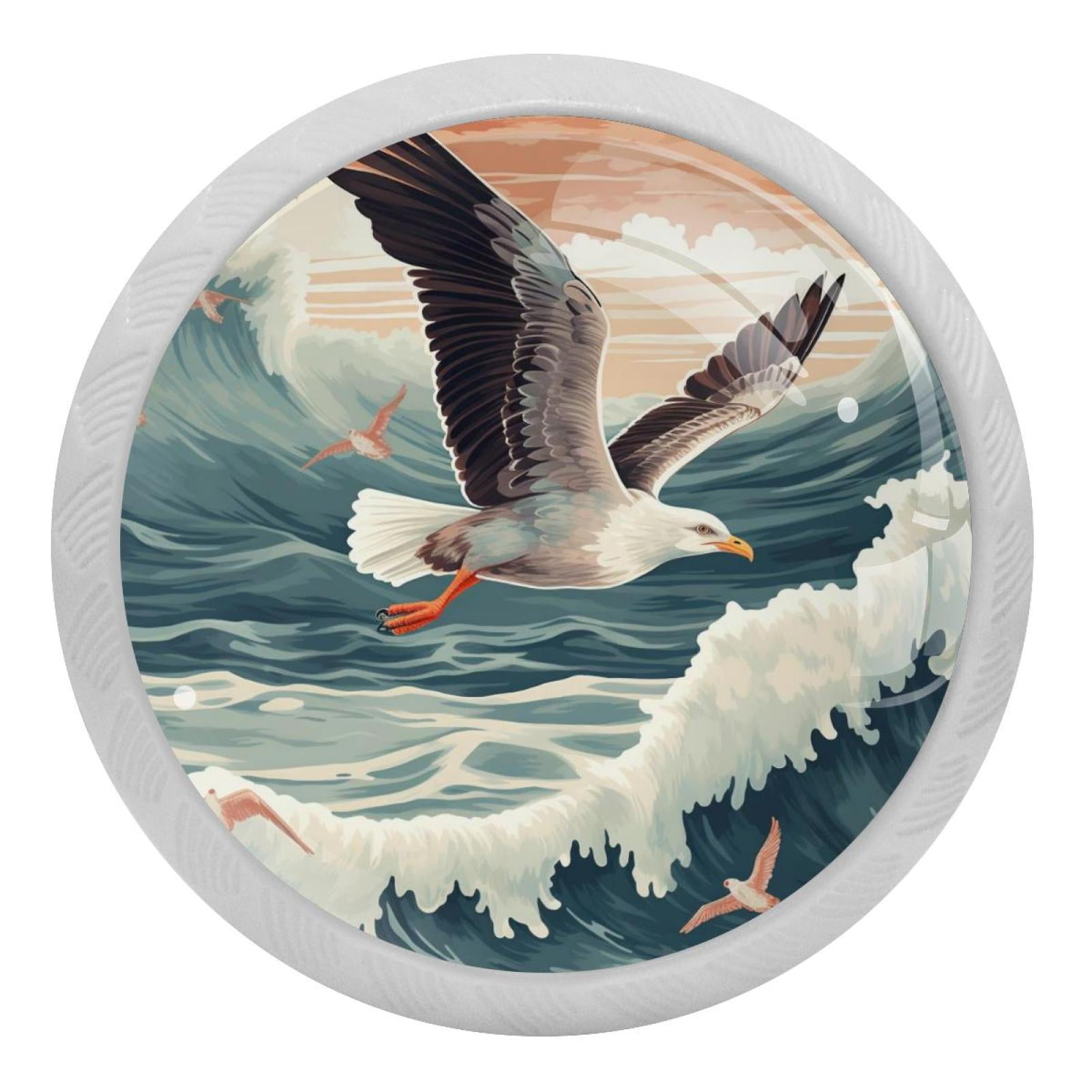 Seagull Pattern 4PCS Cabinet Knobs Pulls Fluorescent Drawer Handle ...