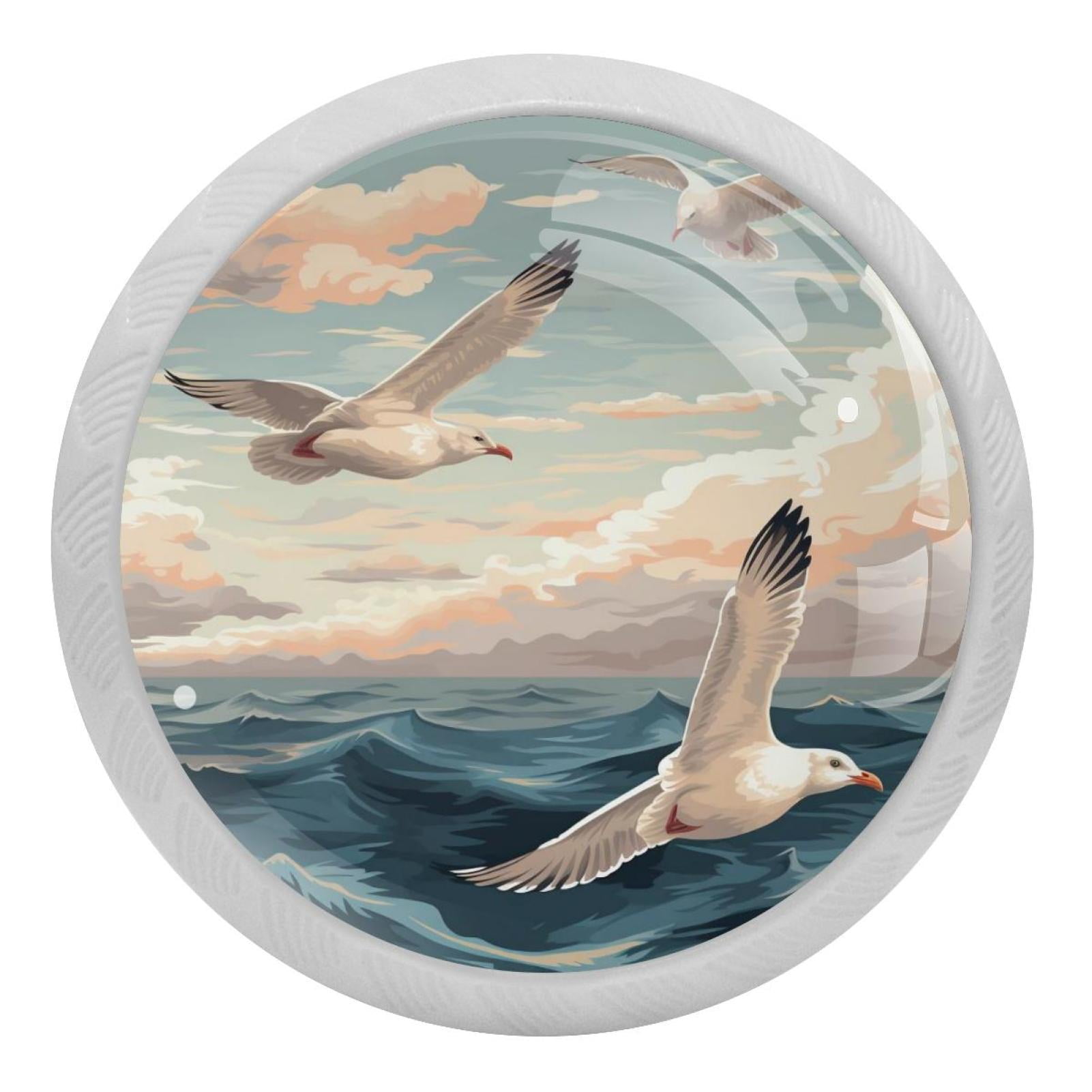 Seagull Pattern 4PCS Cabinet Knobs Pulls Fluorescent Drawer Handle ...