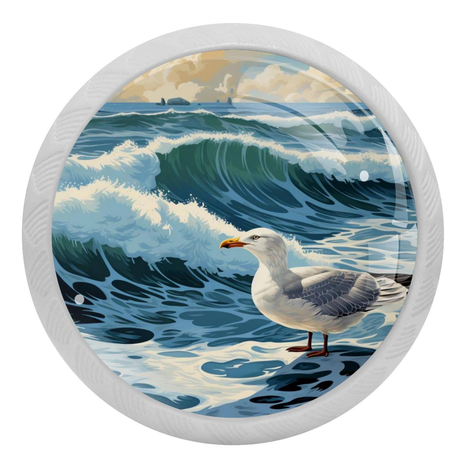 Seagull Pattern 4PCS Cabinet Knobs Pulls Fluorescent Drawer Handle ...