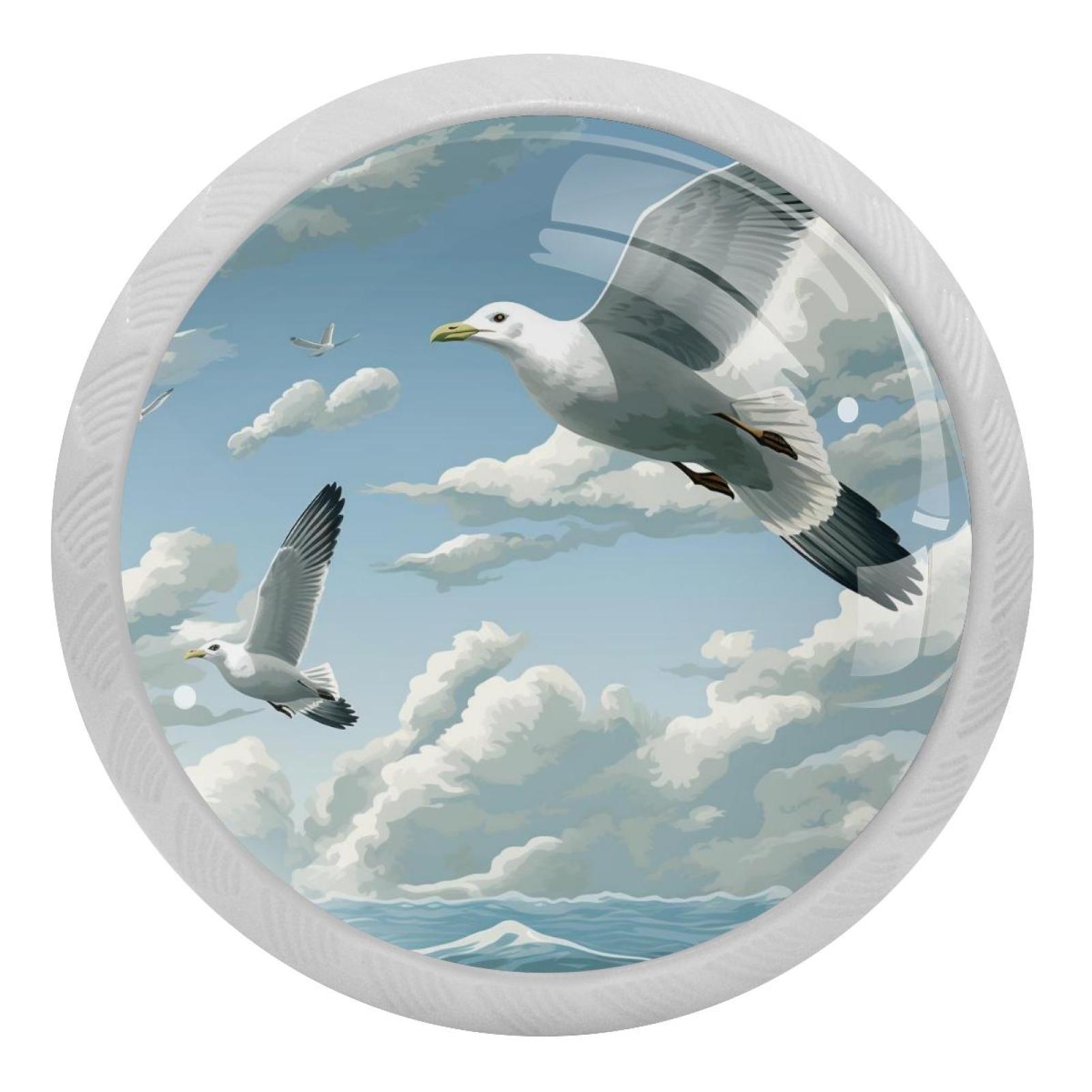 Seagull Pattern 4PCS Cabinet Knobs Pulls Fluorescent Drawer Handle ...