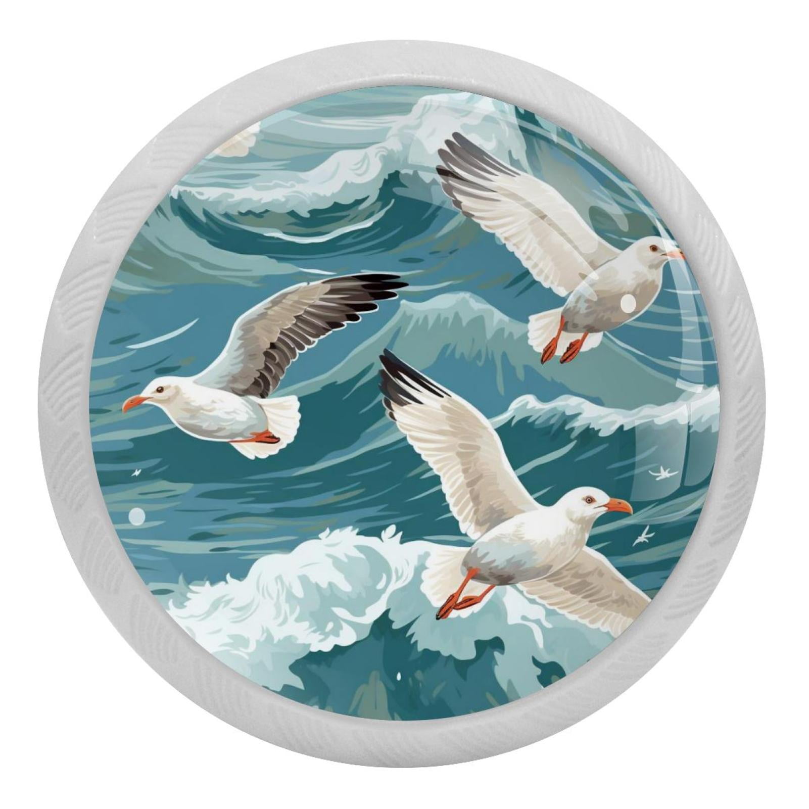 Seagull Pattern 4PCS Cabinet Knobs Pulls Fluorescent Drawer Handle ...