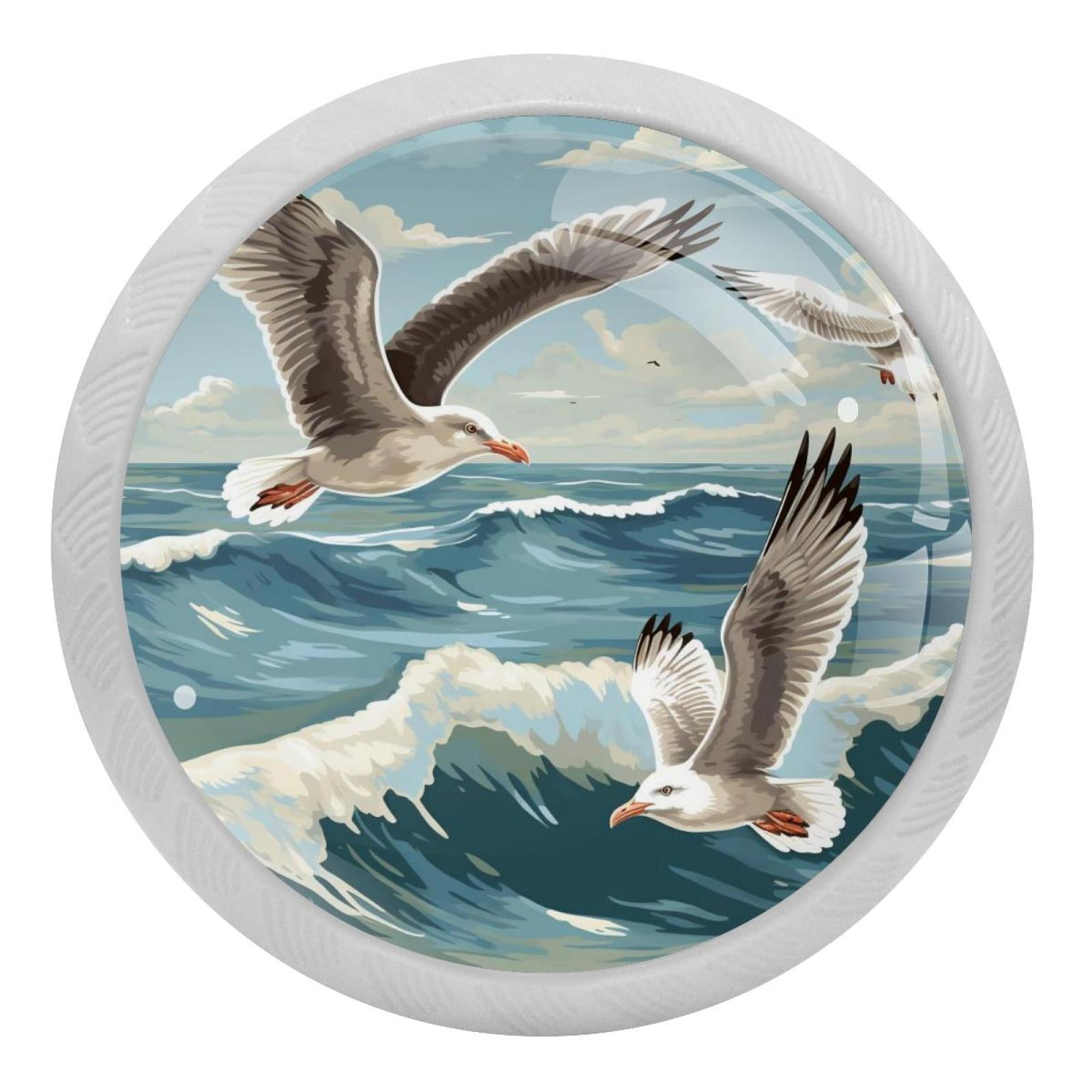 Seagull Pattern 4PCS Cabinet Knobs Pulls Fluorescent Drawer Handle ...