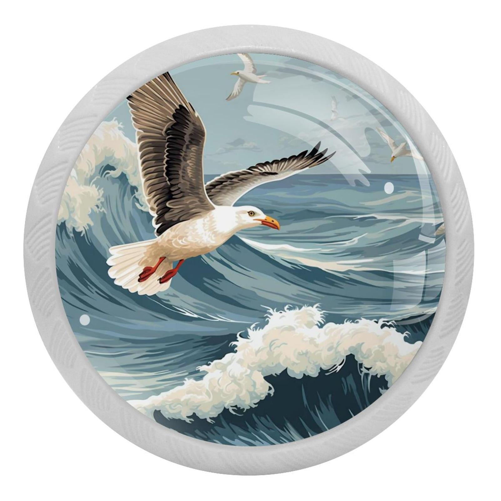 Seagull Pattern 4PCS Cabinet Knobs Pulls Fluorescent Drawer Handle ...