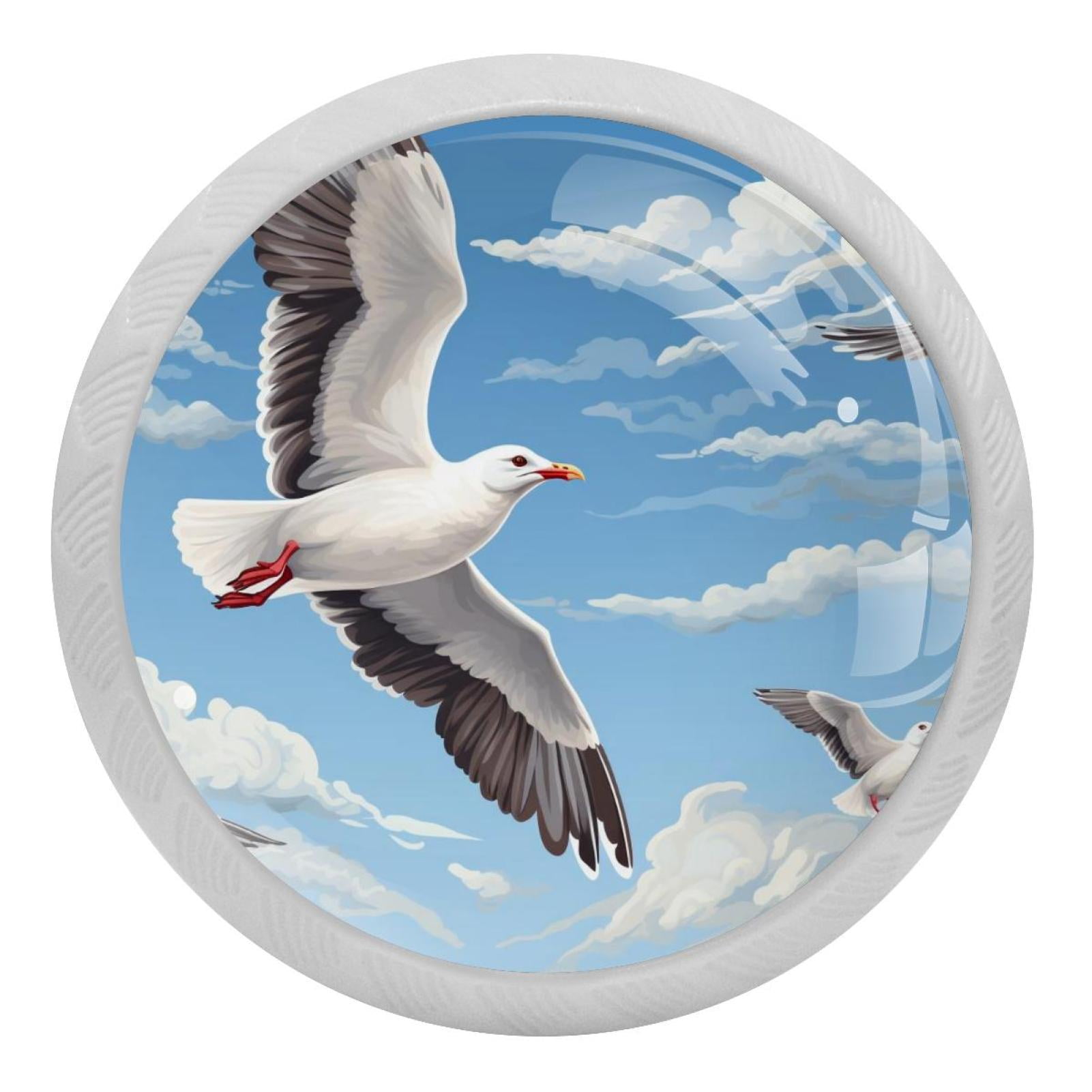 Seagull Pattern 4PCS Cabinet Knobs Pulls Fluorescent Drawer Handle ...