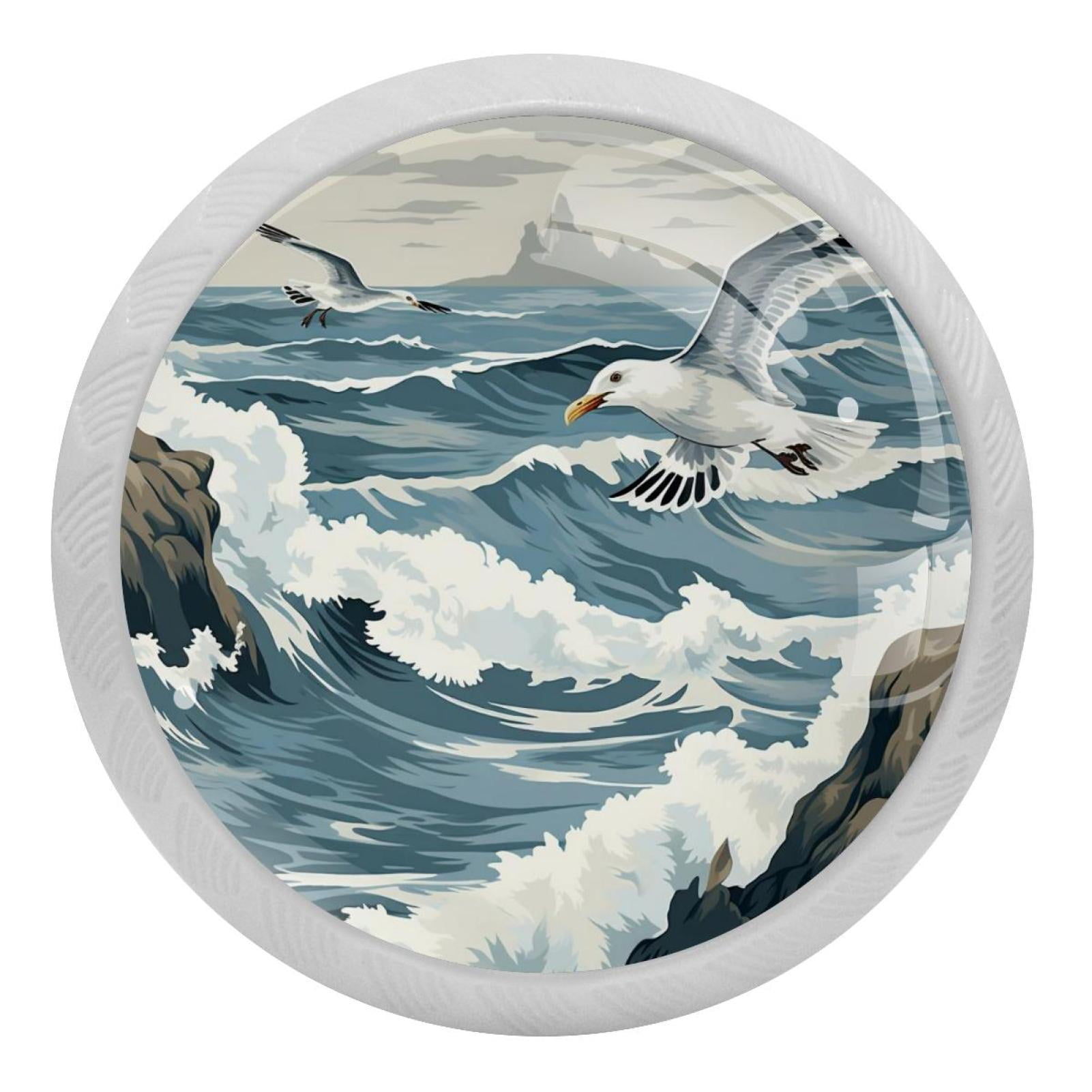 Seagull Pattern 4PCS Cabinet Knobs Pulls Fluorescent Drawer Handle ...