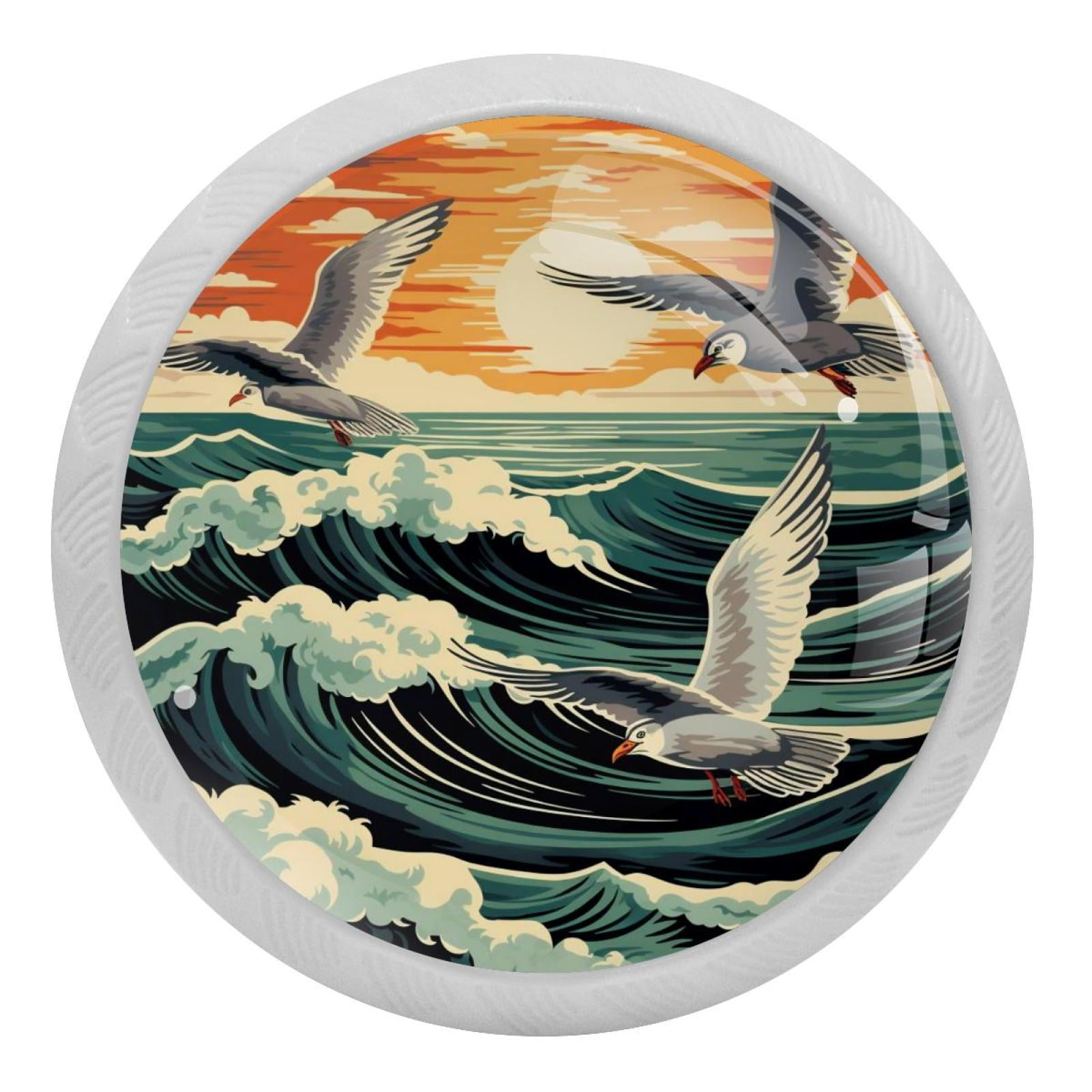 Seagull Pattern 4PCS Cabinet Knobs Pulls Fluorescent Drawer Handle ...