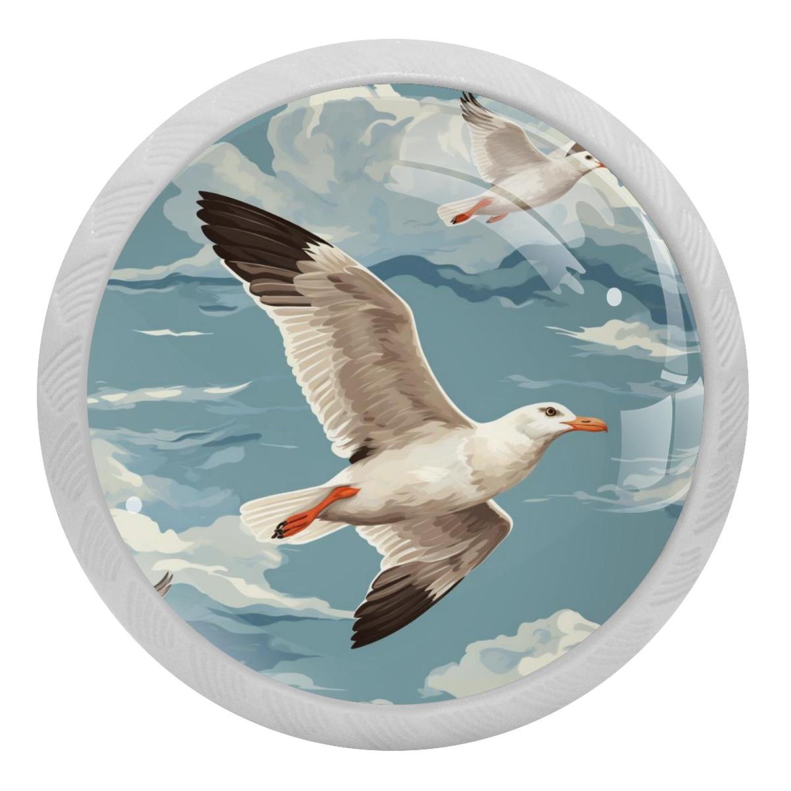 Seagull Pattern 4PCS Cabinet Knobs Pulls Fluorescent Drawer Handle ...
