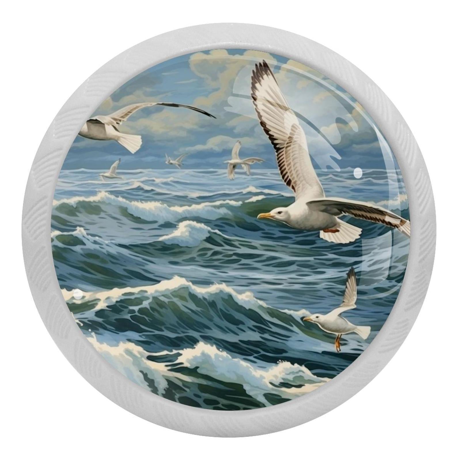 Seagull Pattern 4PCS Cabinet Knobs Pulls Fluorescent Drawer Handle ...