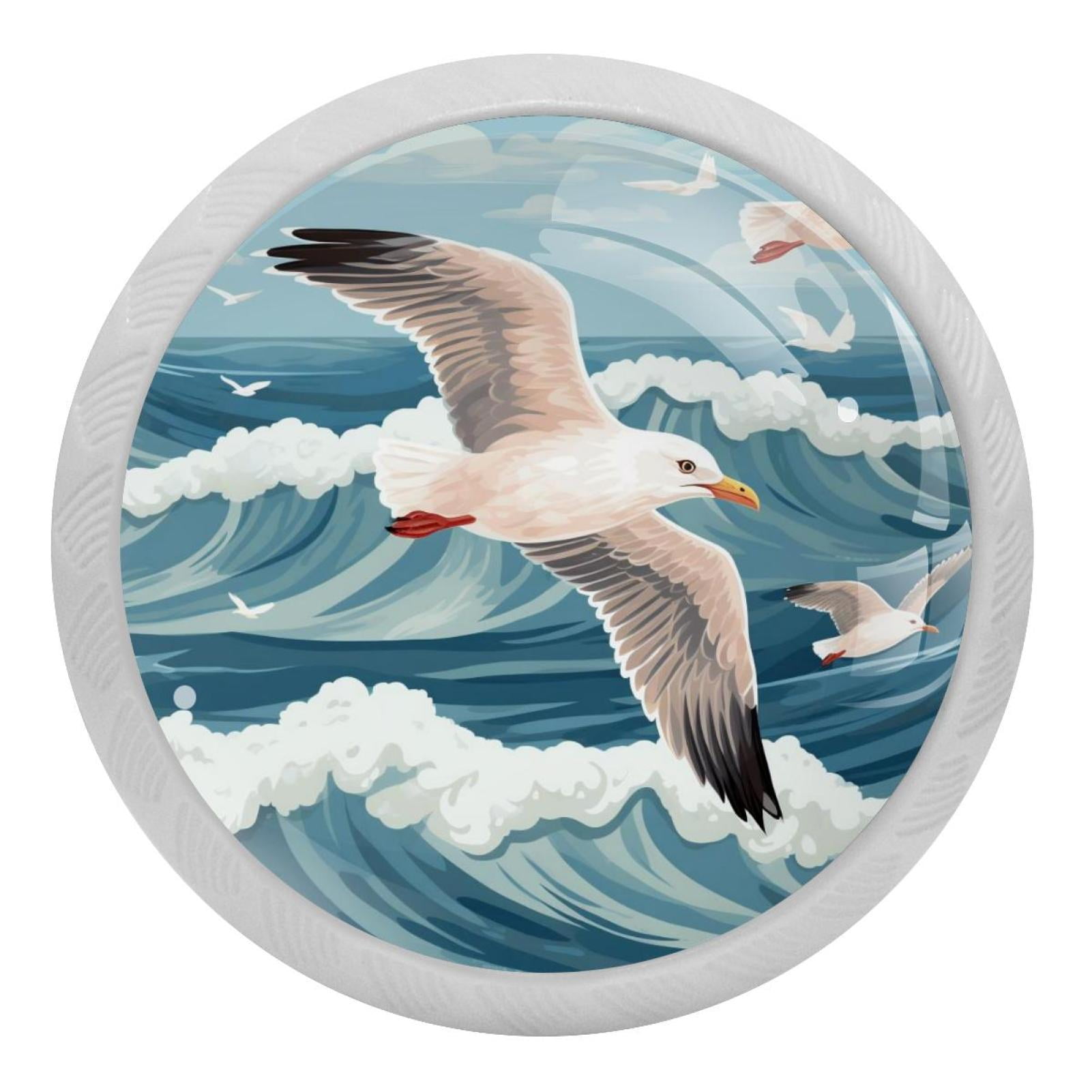 Seagull Pattern 4PCS Cabinet Knobs Pulls Fluorescent Drawer Handle ...