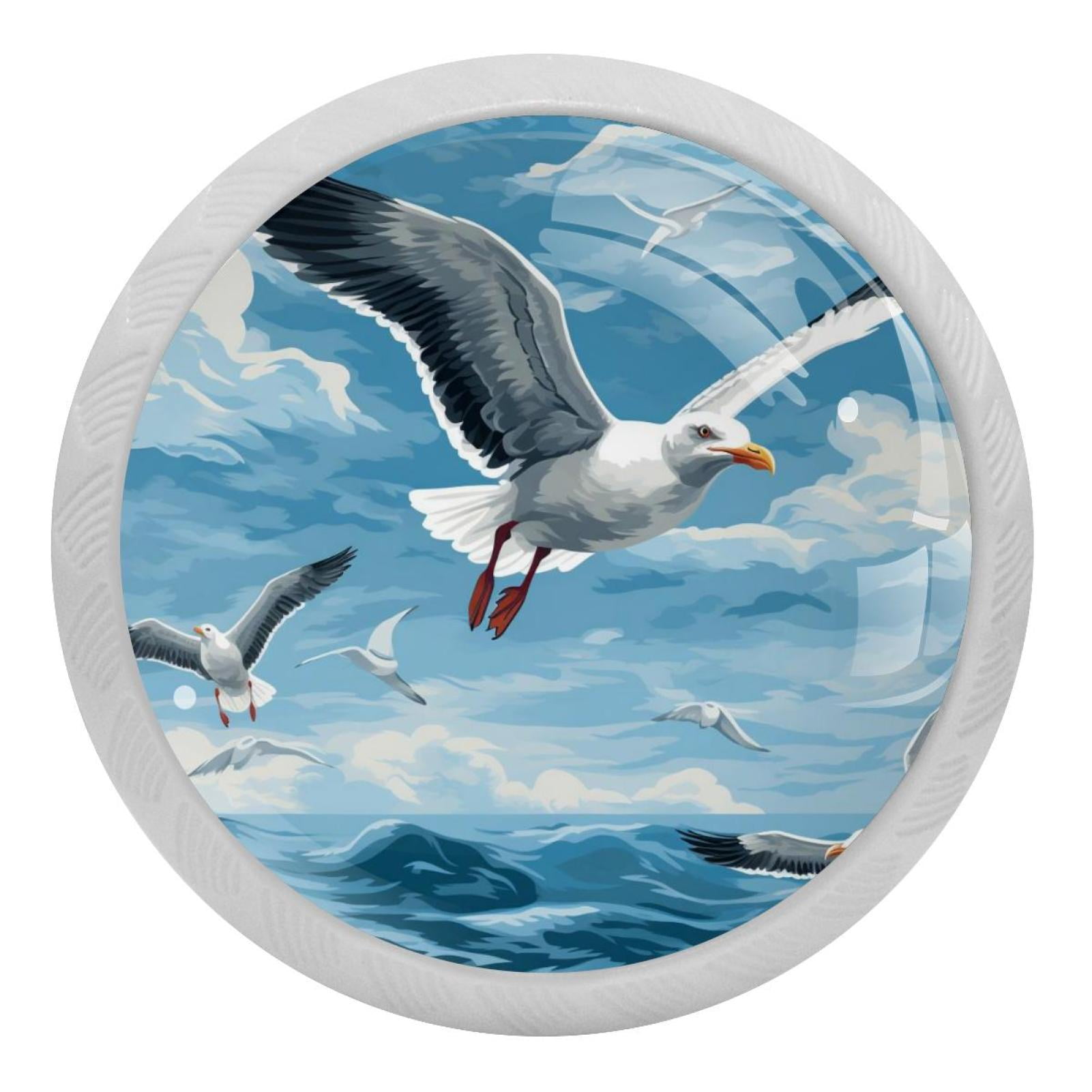 Seagull Pattern 4PCS Cabinet Knobs Pulls Fluorescent Drawer Handle ...