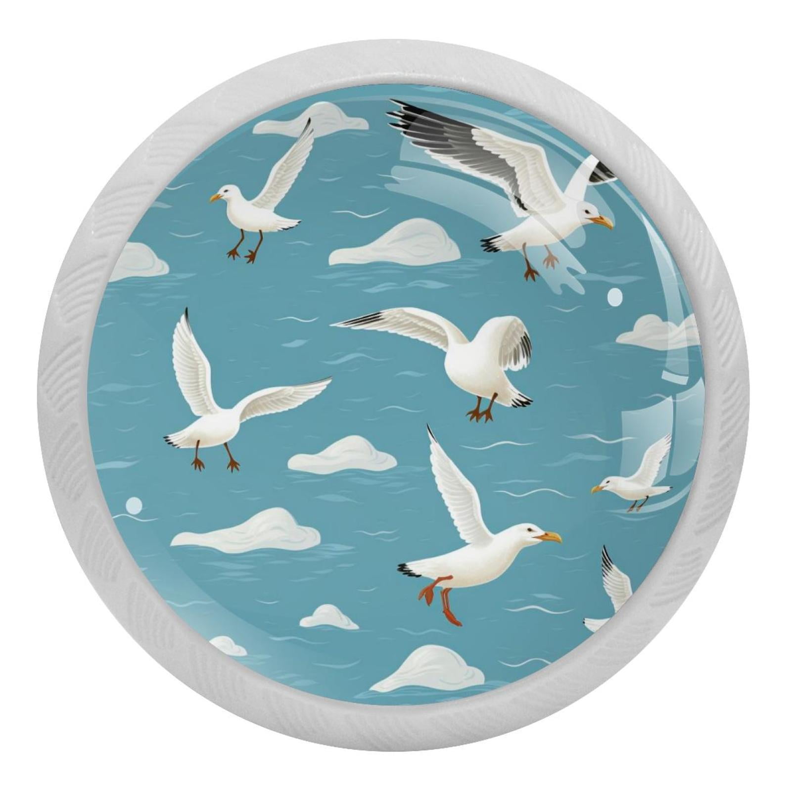 Seagull Pattern 4PCS Cabinet Knobs Pulls Fluorescent Drawer Handle ...