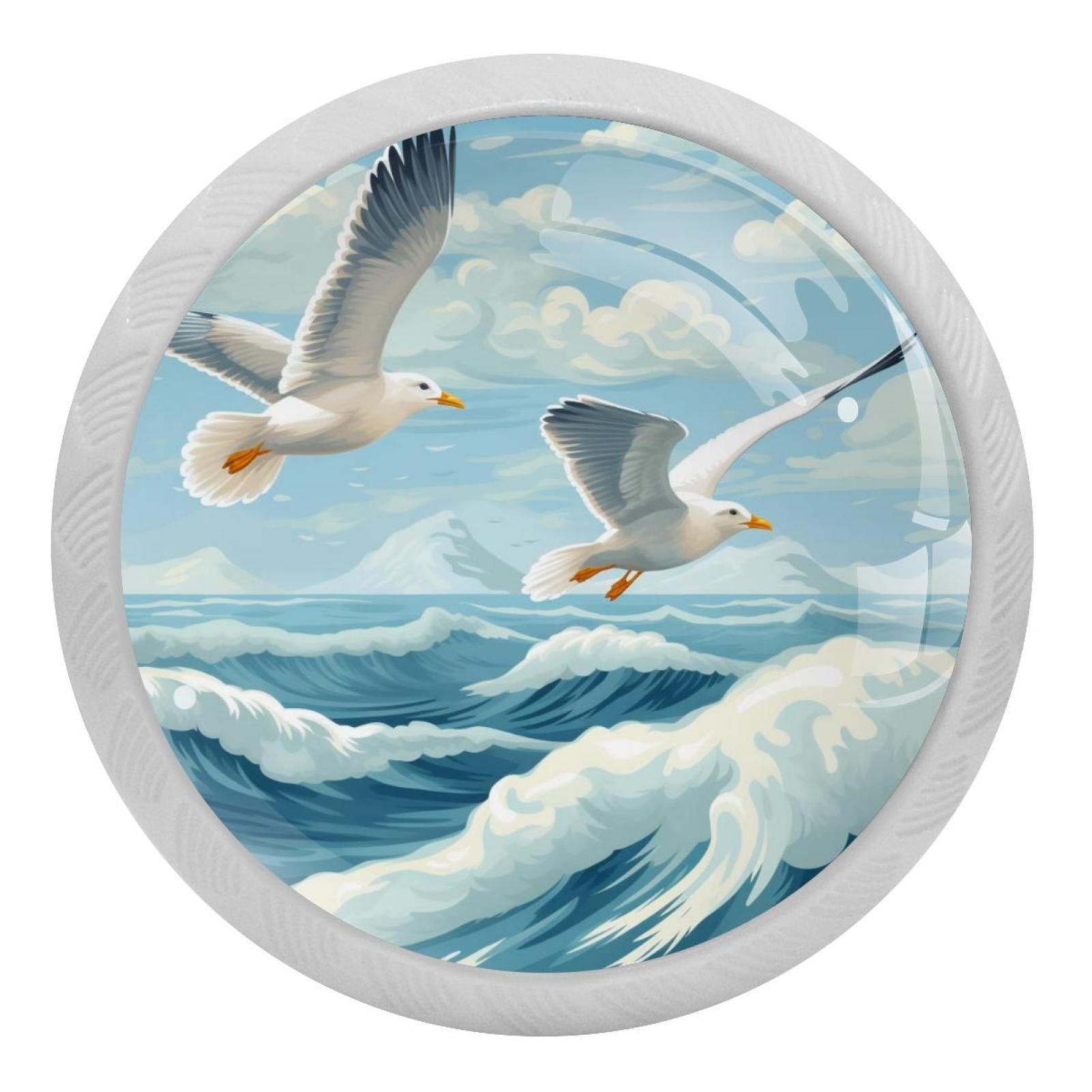 Seagull Pattern 4PCS Cabinet Knobs Pulls Fluorescent Drawer Handle ...