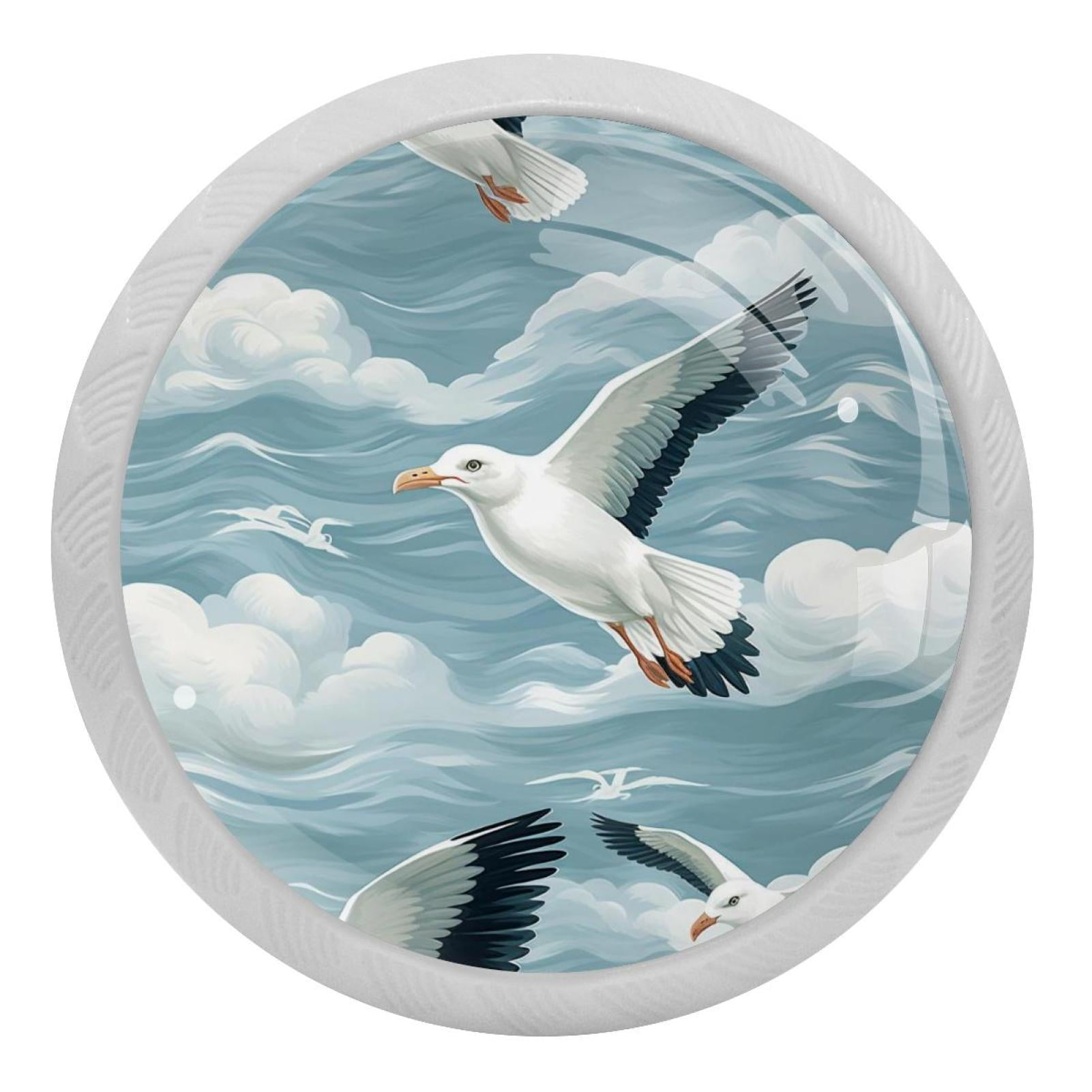 Seagull Pattern 4PCS Cabinet Knobs Pulls Fluorescent Drawer Handle ...