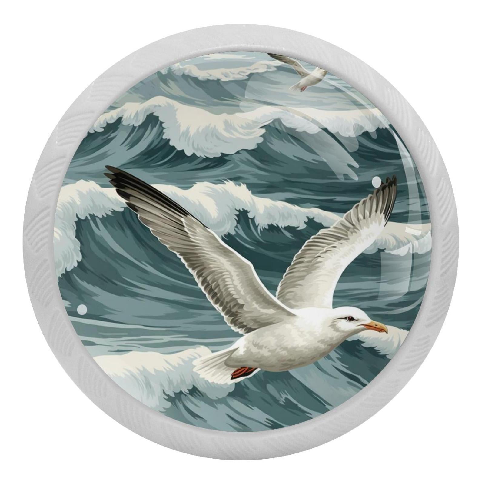 Seagull Pattern 4PCS Cabinet Knobs Pulls Fluorescent Drawer Handle ...