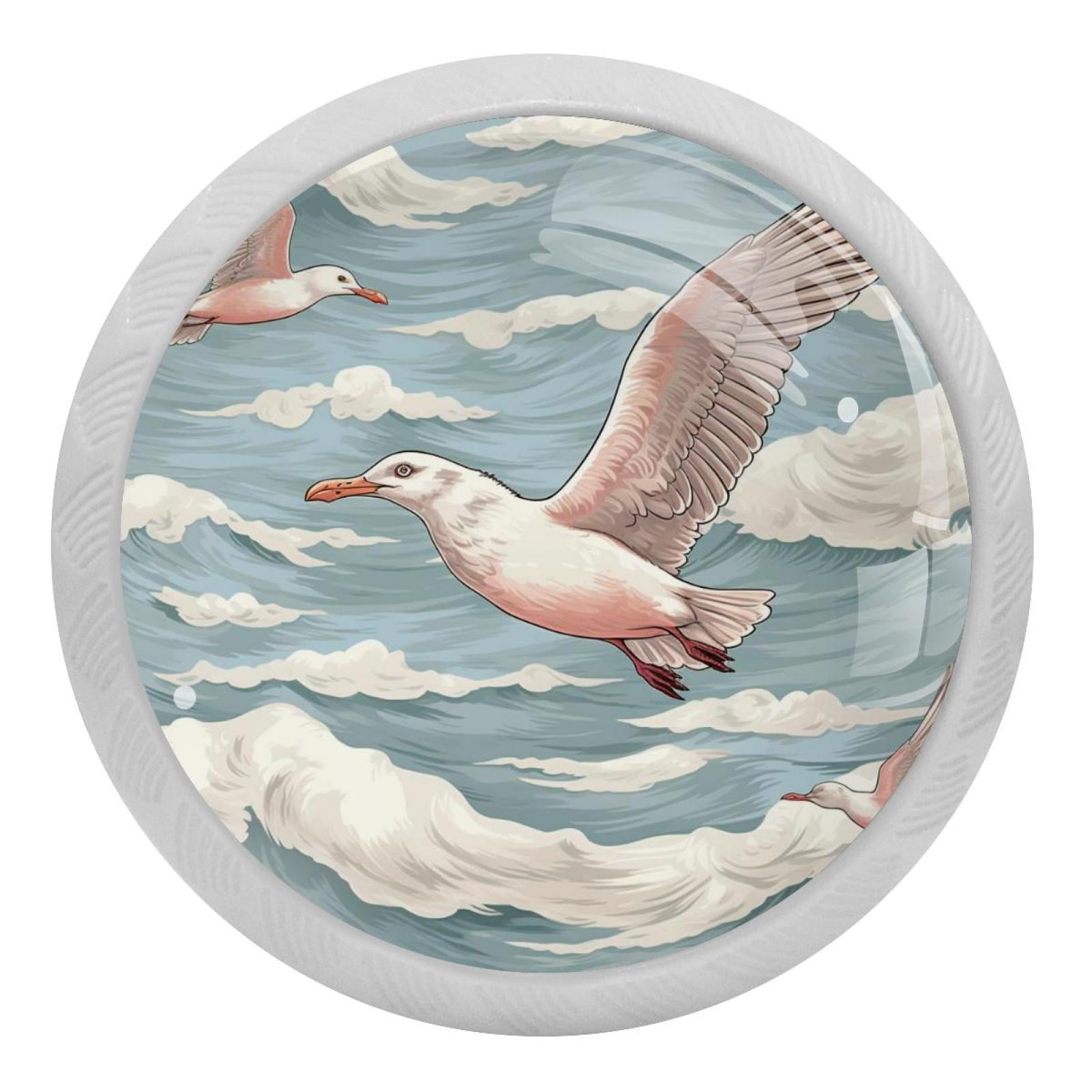Seagull Pattern 4PCS Cabinet Knobs Pulls Fluorescent Drawer Handle ...