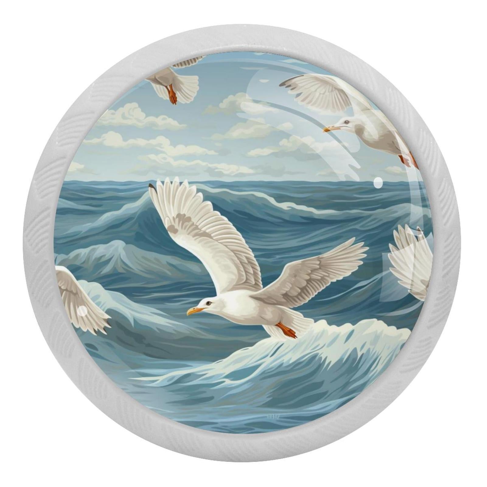 Seagull Pattern 4PCS Cabinet Knobs Pulls Fluorescent Drawer Handle ...