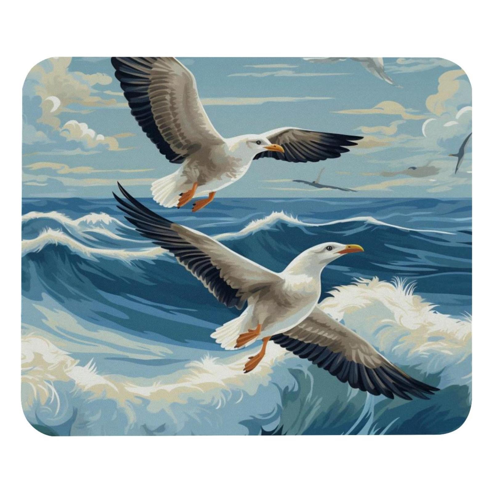 Seagull Printed Square Desk Pad, 8.3x9.8 Inch Non-Slip Rubber Bottom ...