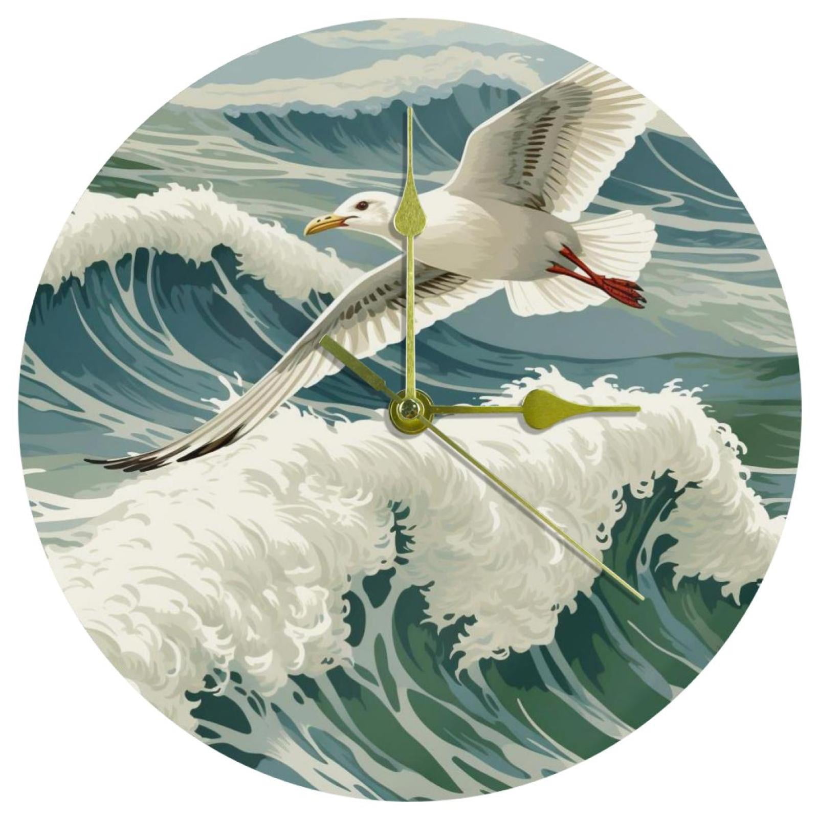 Seagull Round Acrylic 9.8 Inches Silent Non Ticking Battery Powered ...