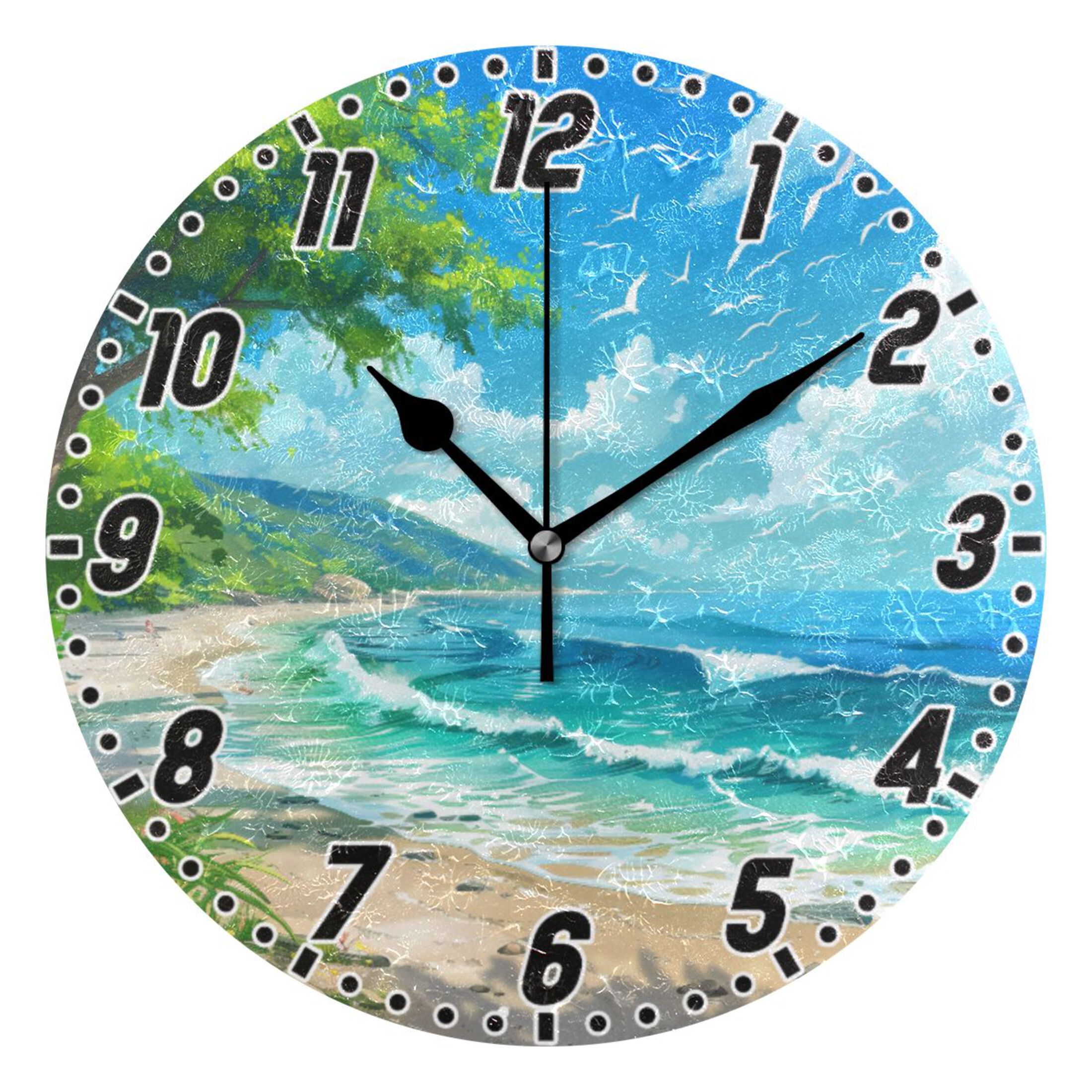 Seagull Sea Wave Beach Wall Clock 9.8 inch Battery Operated Clocks Non ...