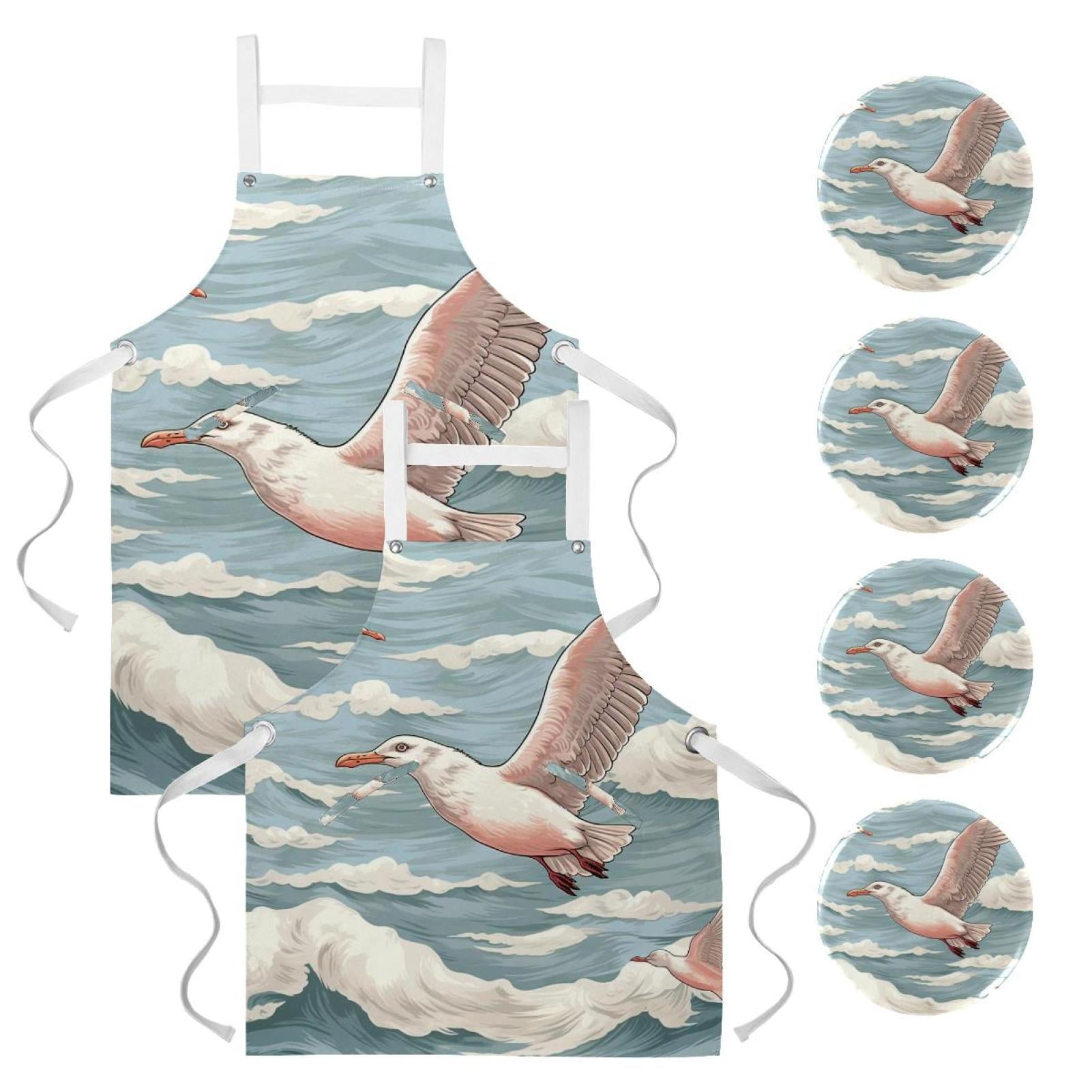 Seagull Server Apron Button Pins 2 Pack, Waterproof with Pockets and ...