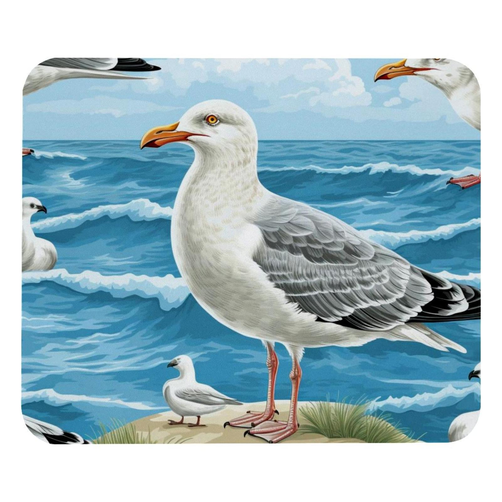 Seagull Square Desk Mat Gaming Mouse Pad, 8.3x9.8 Inch Non-Slip Rubber ...