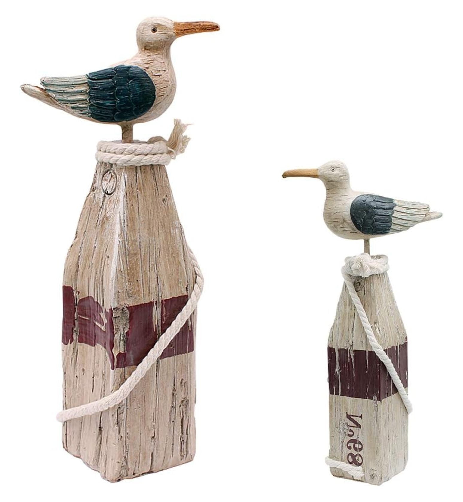 Seagull Statue Decor Nautical Polyresin Figurine - Rustic Indoor ...