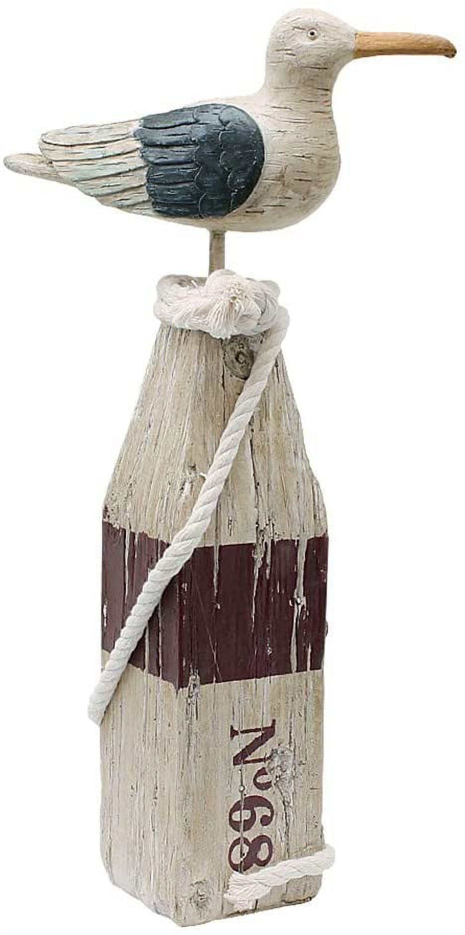 Seagull Statue Decor Nautical Theme Sea Bird Sitting on a Pillar Hand ...