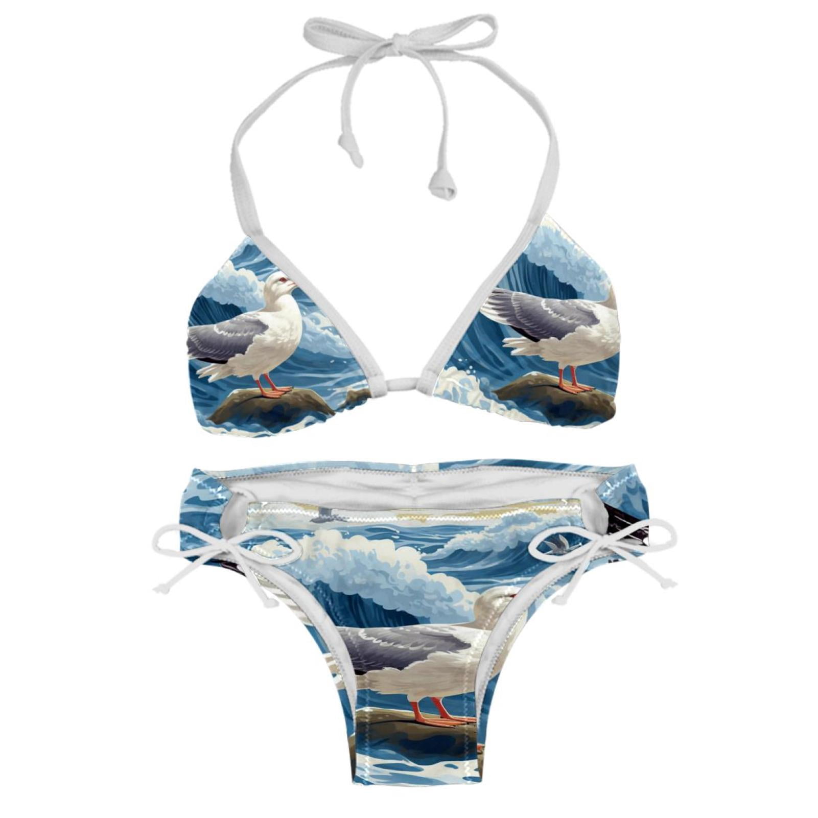 Seagull Swim Wear Detachable Sponge Adjustable Strap Bikini Set Two ...