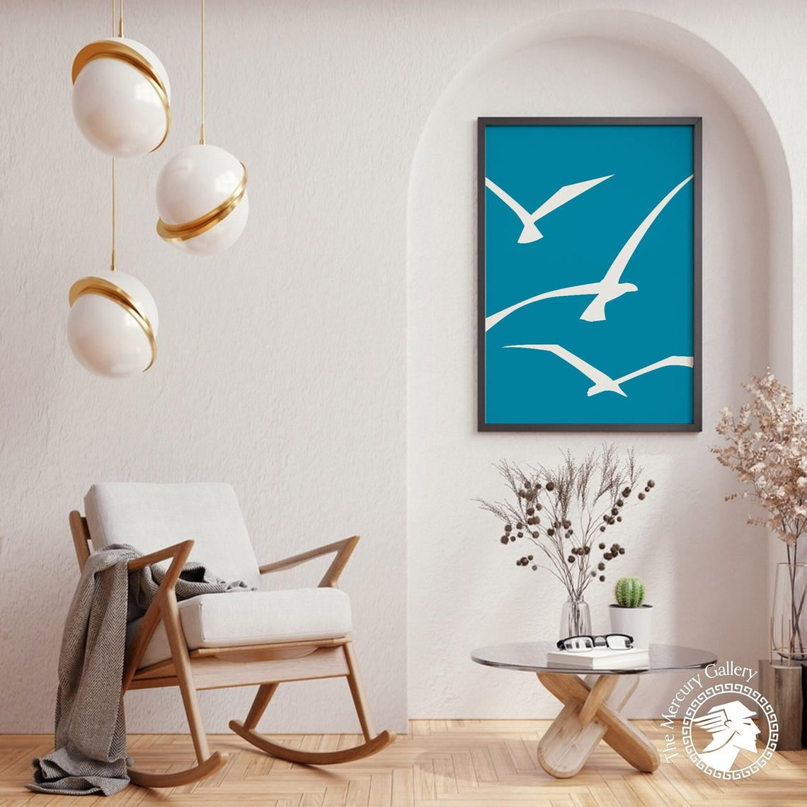 Seagull Wall Art Print, Blue Ocean Bird Art And Coastal Decor - Walmart.com