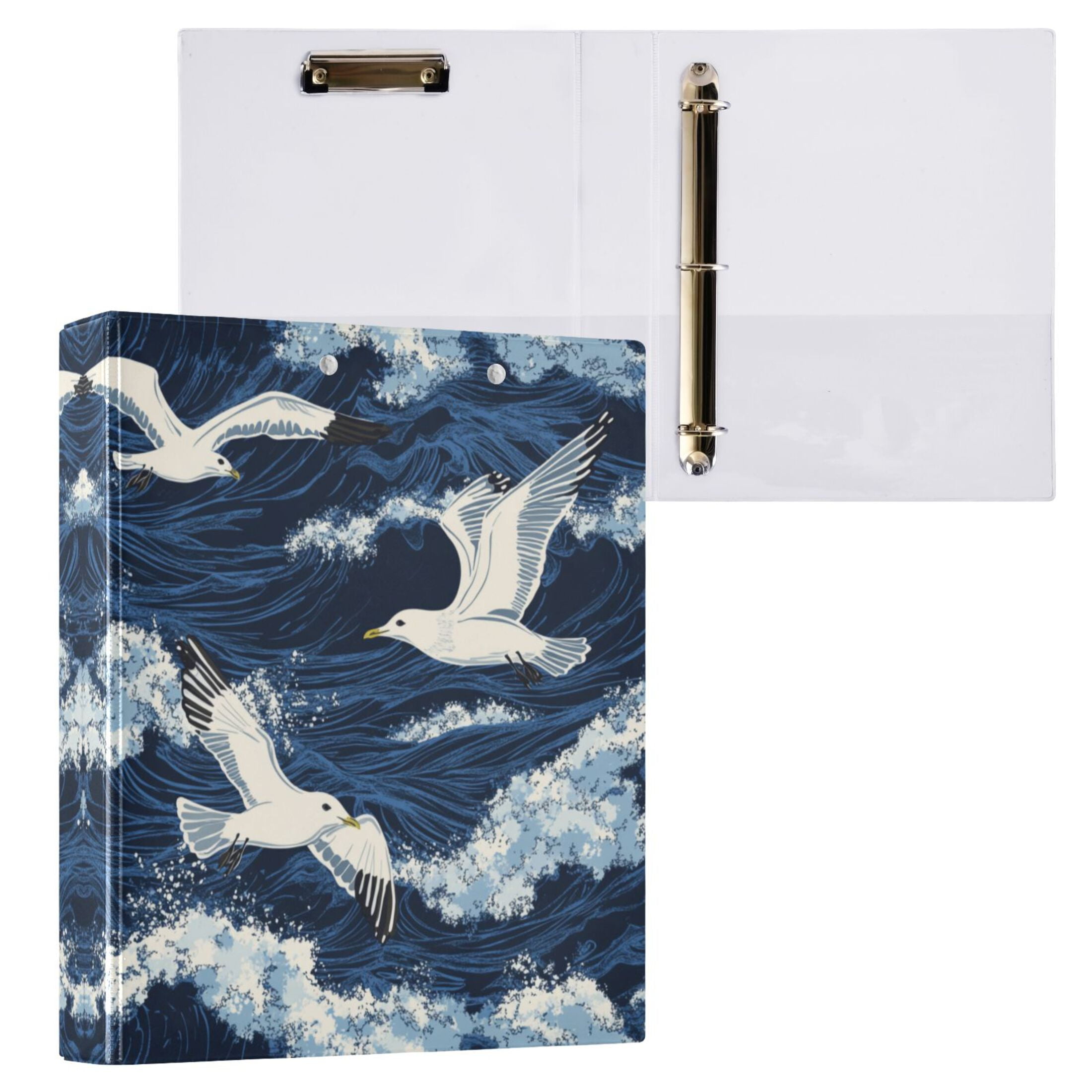 Seagulls Flying Waves 3 Ring Hardcover Binders 1.5in Round Rings for ...