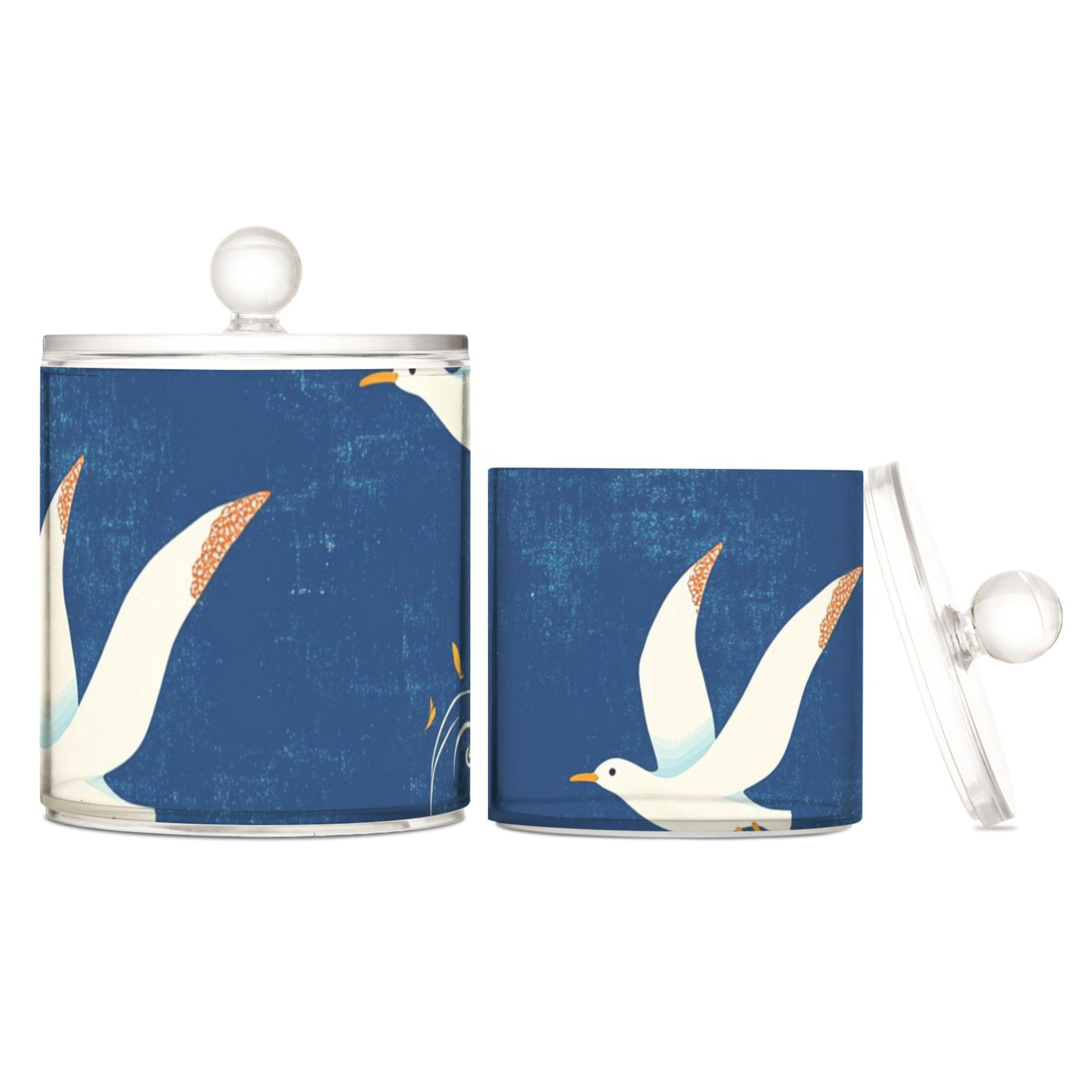 Seagulls Waves Moon Translucent Plastic Cans Storage Canisters with Lid ...