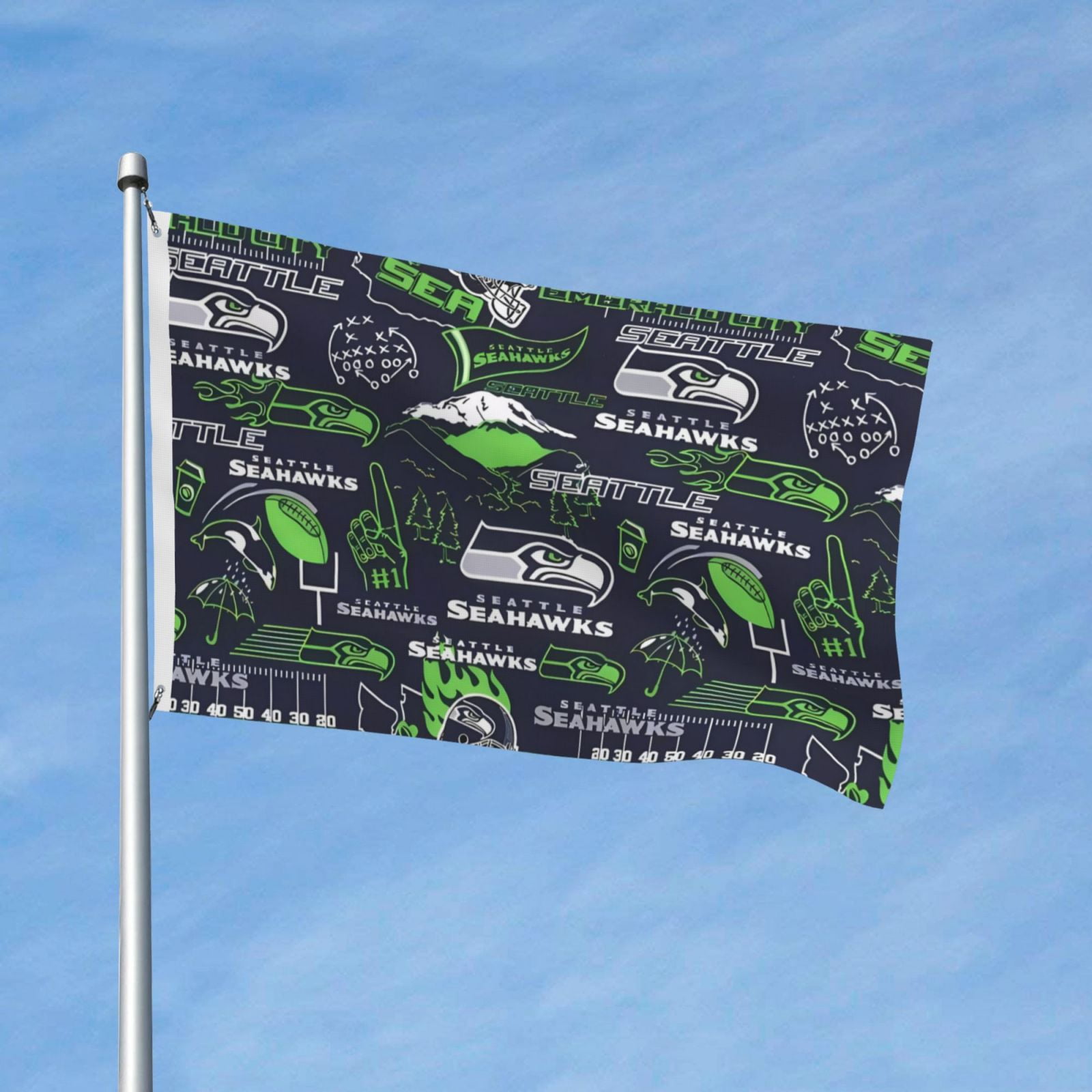 Seahawks American Football Team Double Sided Flag 3x5ft Garden Hanging ...