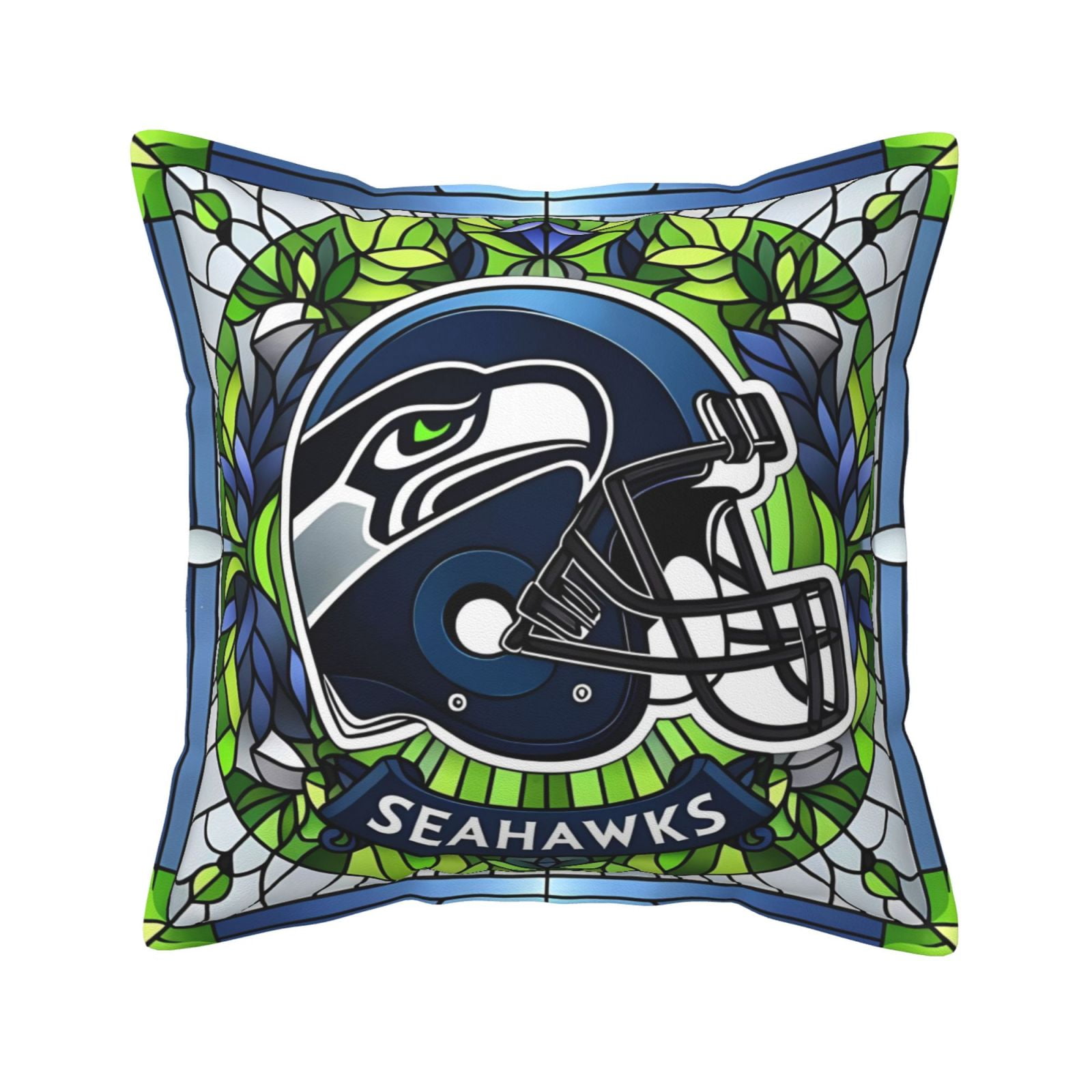Seahawks Football Team Faux Leather Throw Pillow Cover, 18 x 18 Inch ...