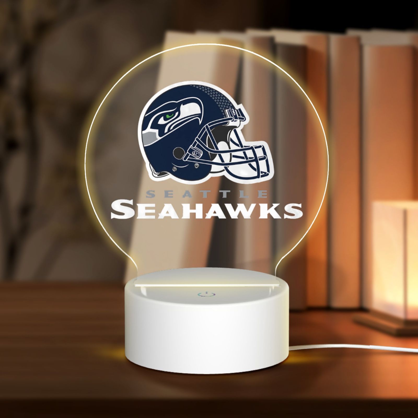 Seahawks Football Team Round Acrylic Night Light Plug-in USB, Dimmable ...