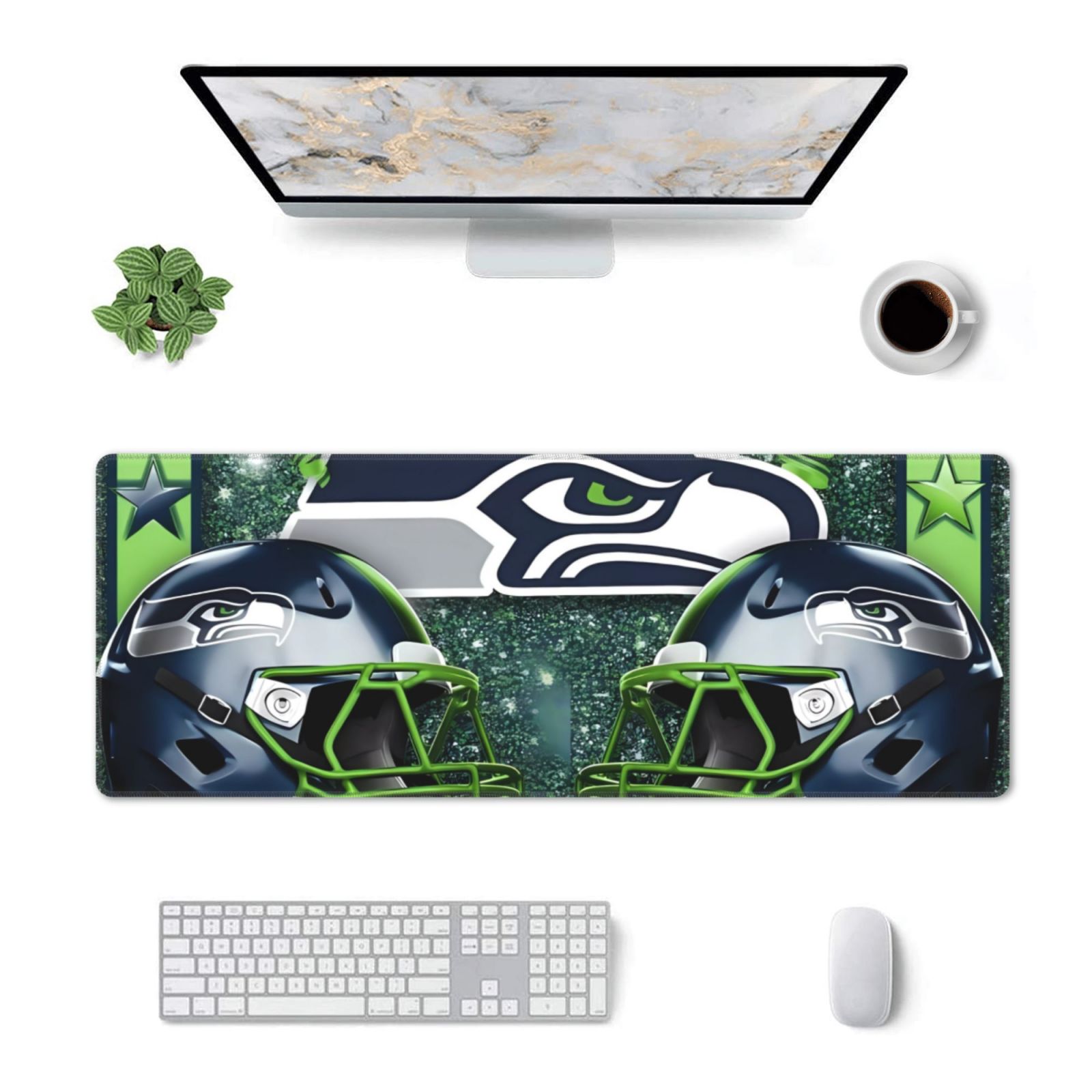 Seahawks Football Team Theme Logo Mouse Pad, Extra Large Rubber ...