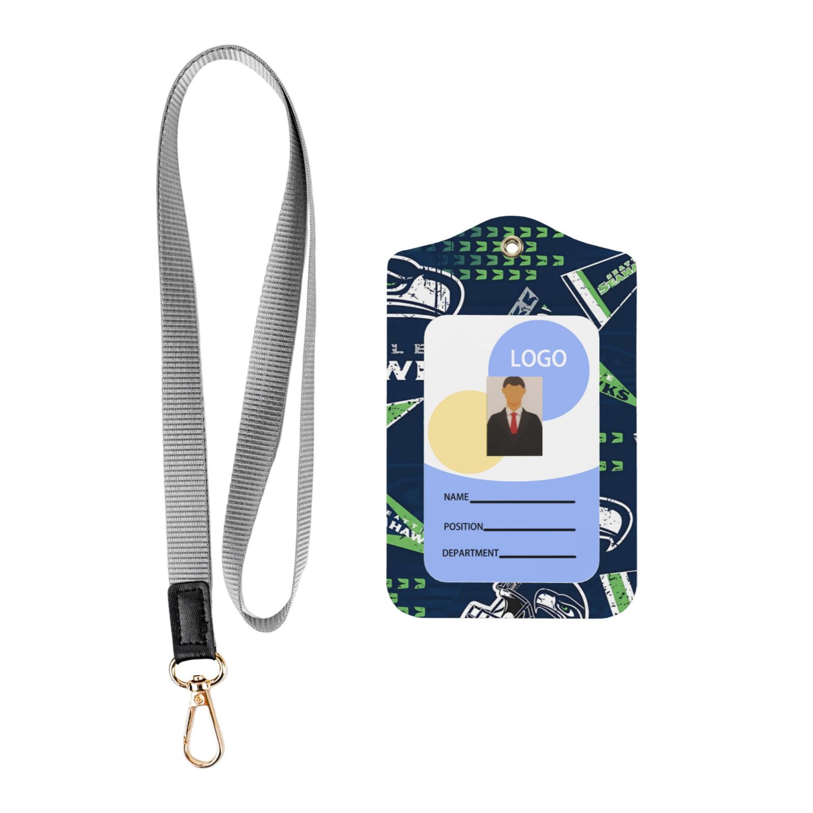 Seahawks Hard Plastic ID Card Holder with Clear Window for Office ...