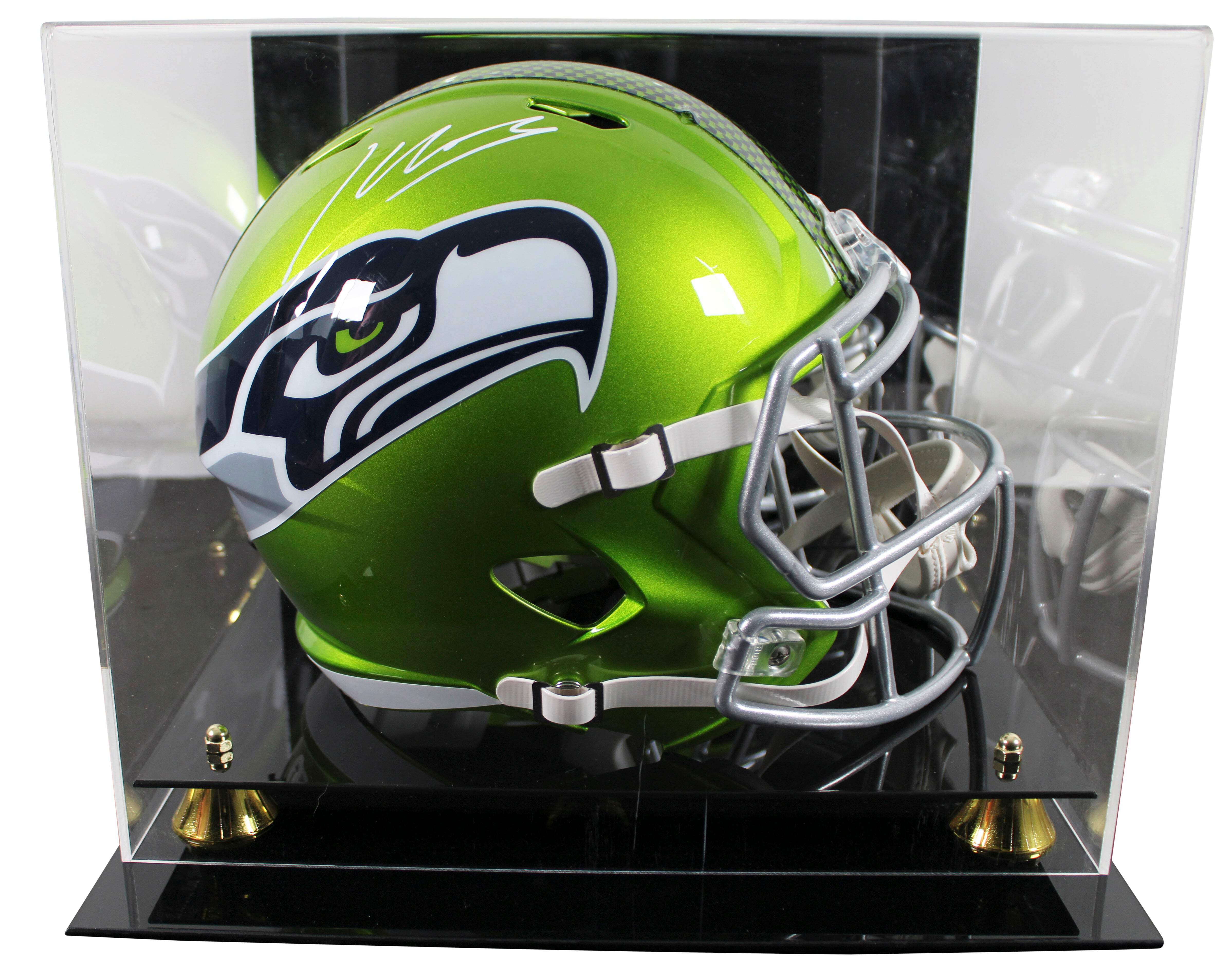 Seahawks Kenneth Walker III Signed Flash F/S Speed Rep Helmet W/ Case ...