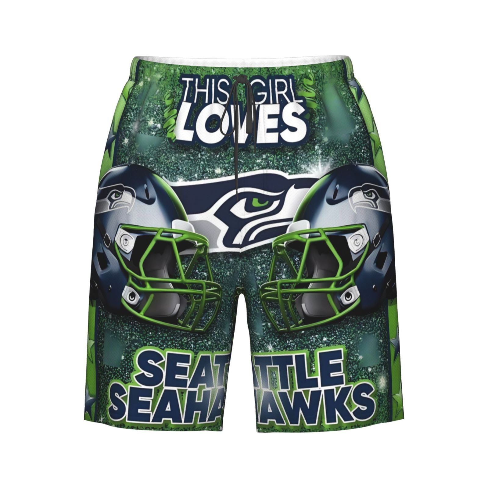 Seahawks Men's Quick Dry Beach Shorts Football Team Logo Print Dive ...