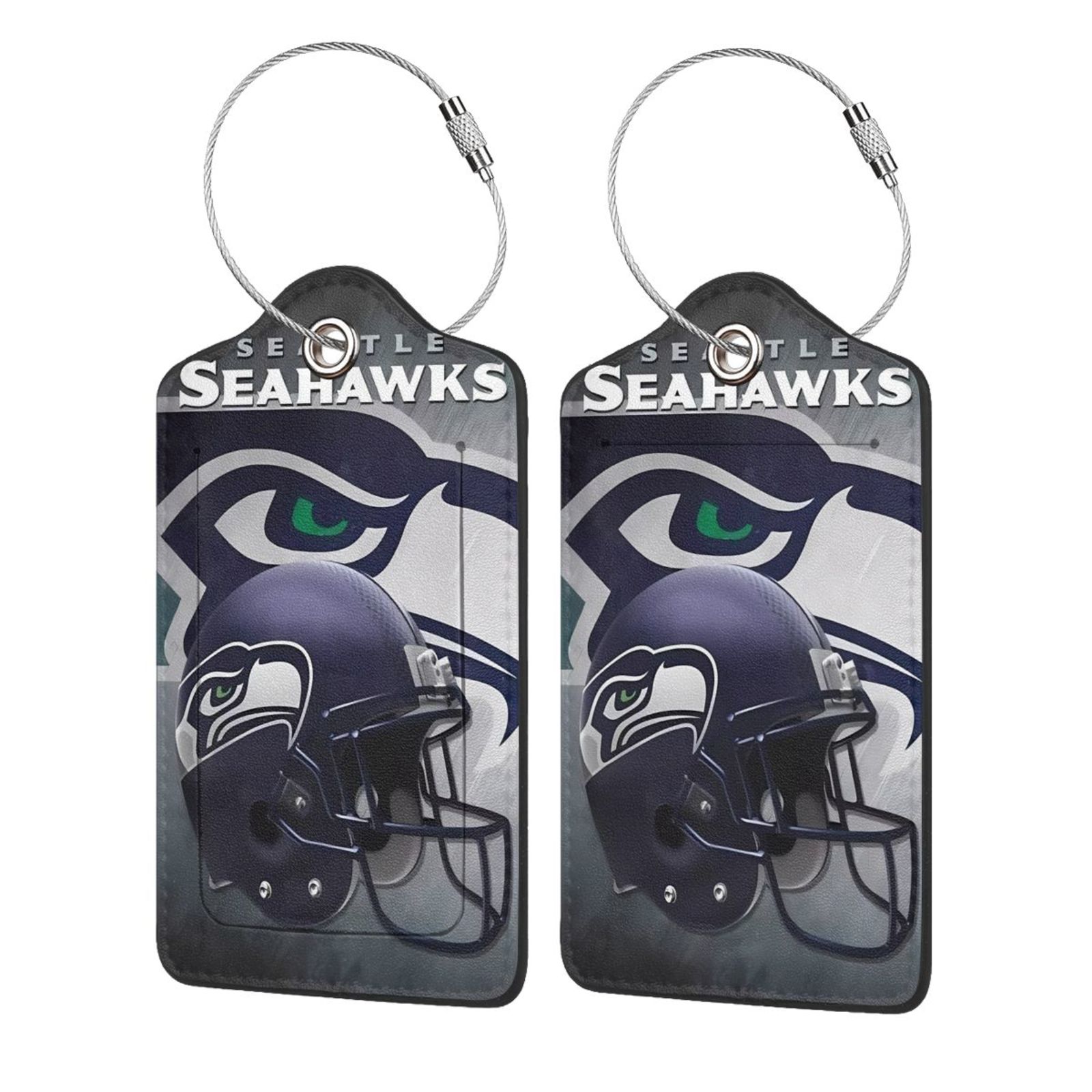 Seahawks Stainless Steel Leather Luggage Tag Hang Tag, Unisex Luggage ...