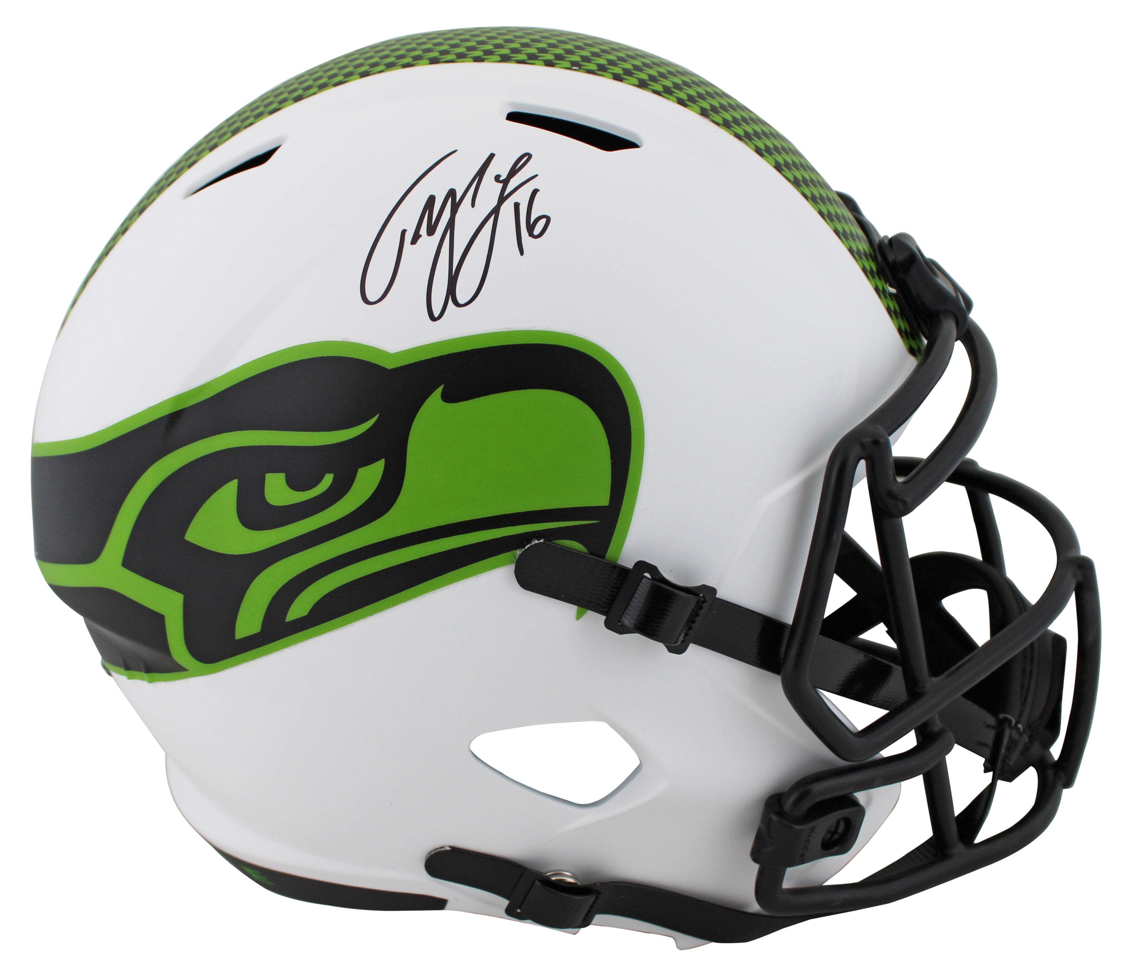 Seahawks Tyler Lockett Signed Lunar Full Size Speed Rep Helmet BAS ...