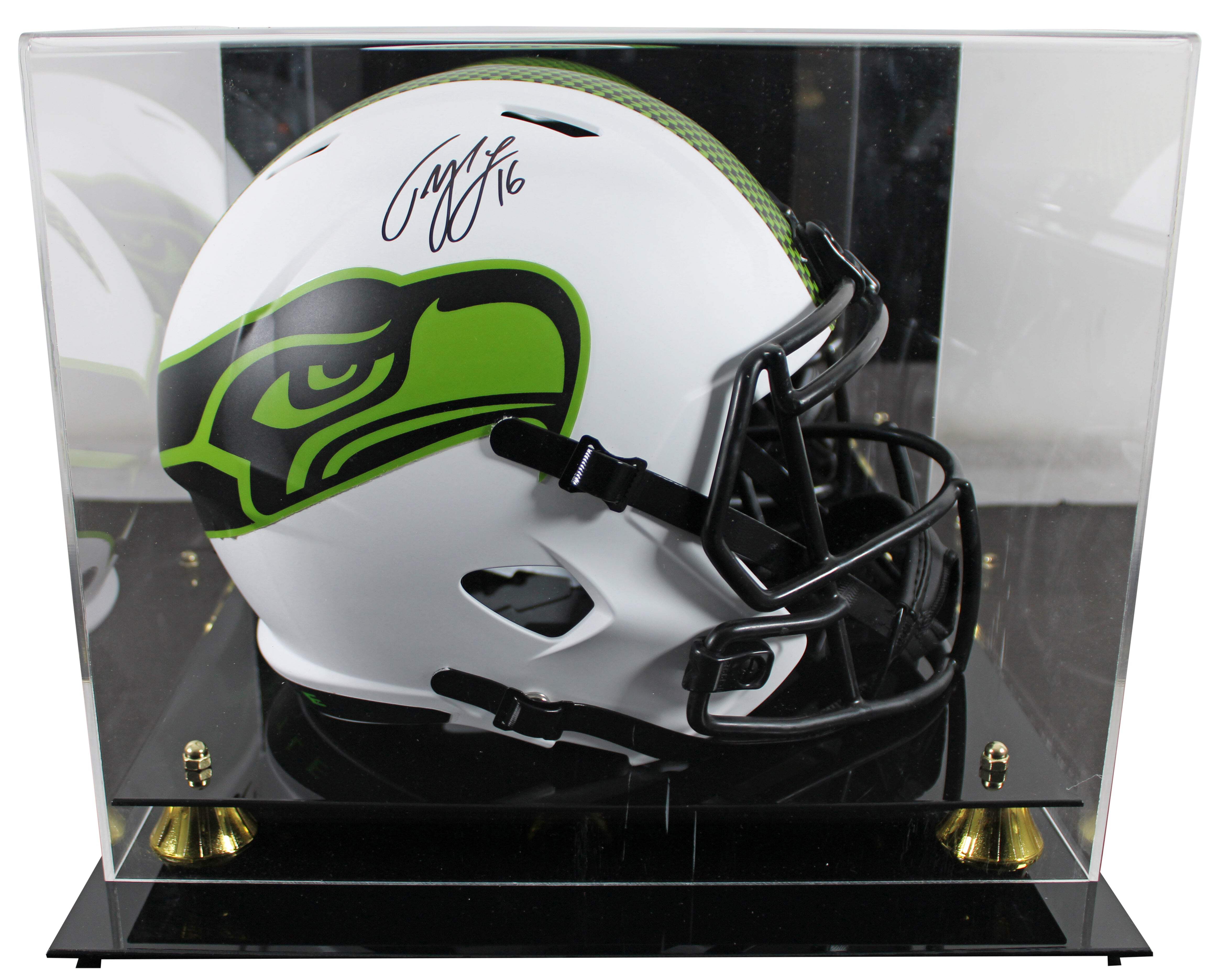 Seahawks Tyler Lockett Signed Lunar Full Size Speed Rep Helmet W/ Case ...