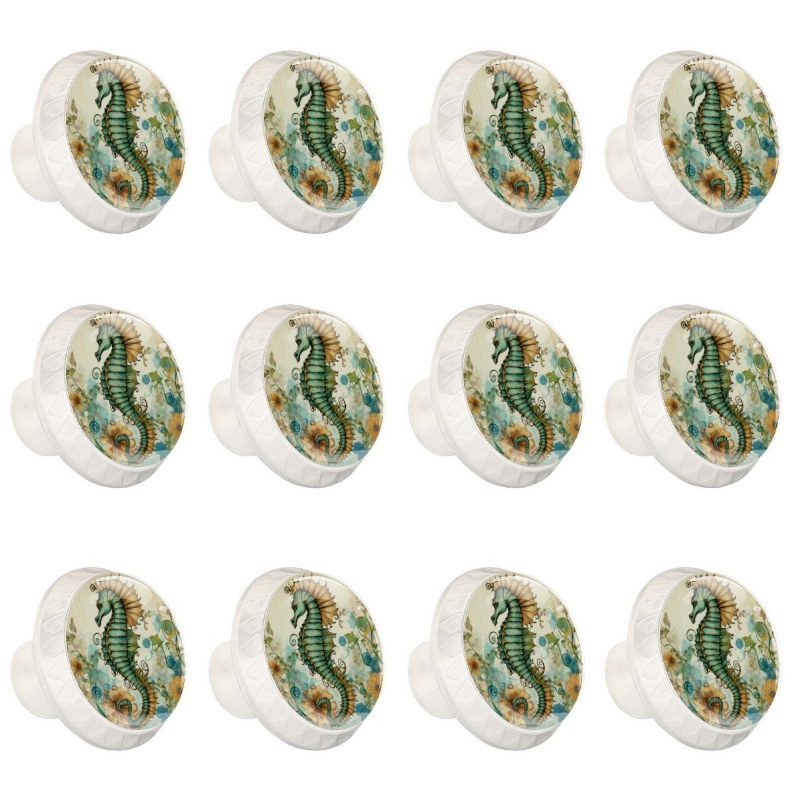 Seahorse 12 Pcs White Round Drawer Pulls with Screws,ABS and Glass ...